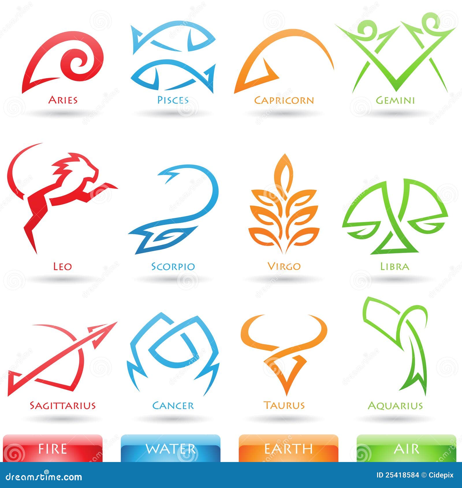Sinais Simplistas Da Estrela Do Zodíaco Ilustração do Vetor ...