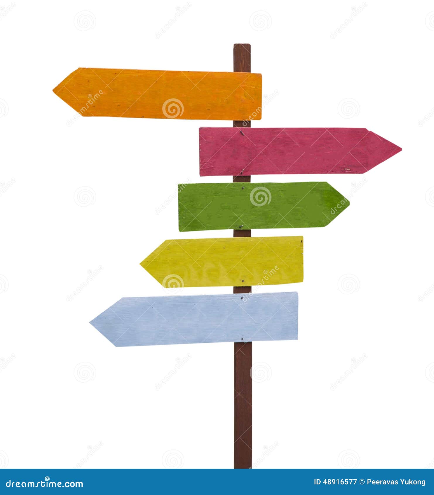Sinal Colorido Da Seta De Madeira No Fundo Branco Imagem de Stock ...