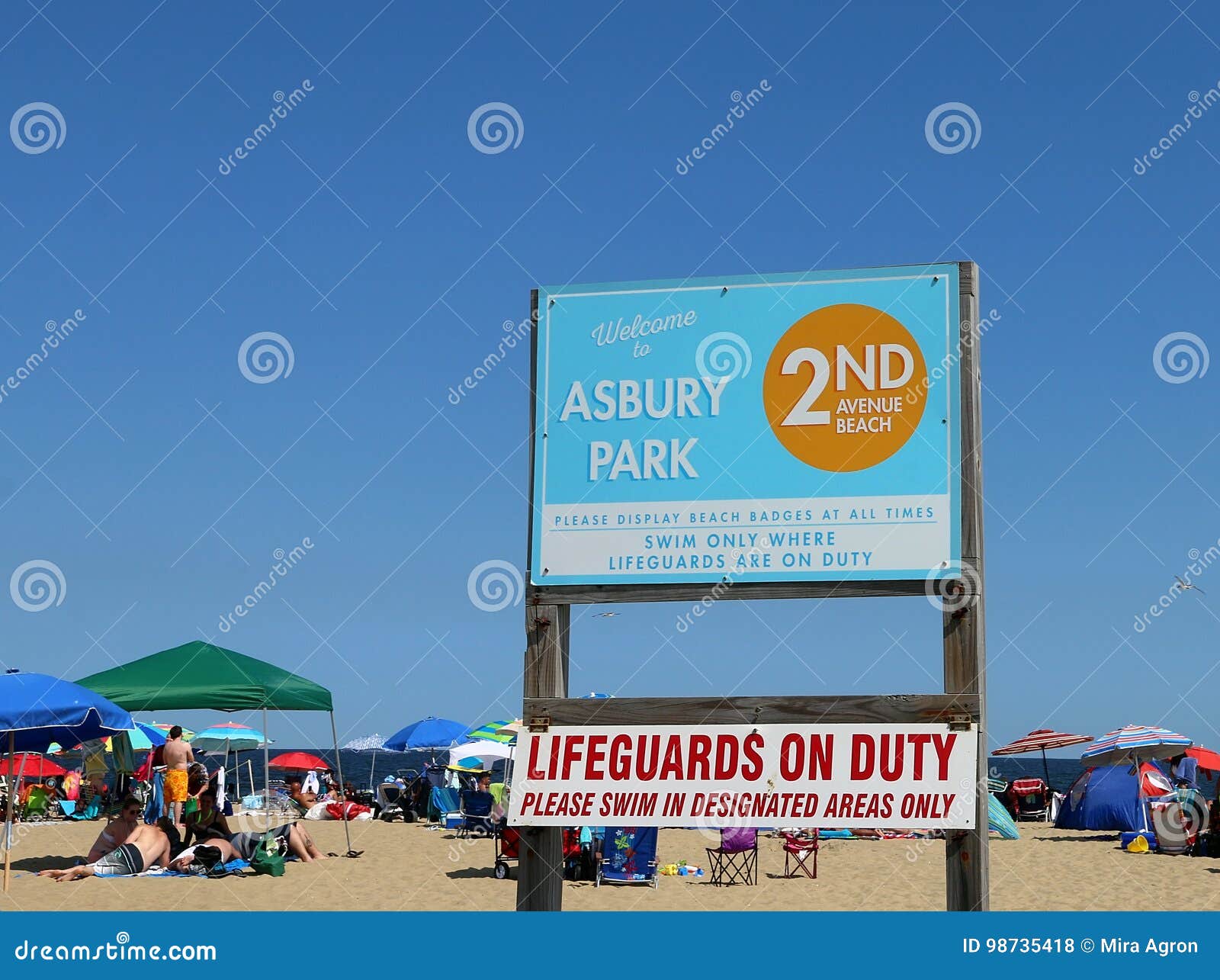 Sinal Da Praia Do Parque De Asbury Foto de Stock Editorial - Imagem de ...