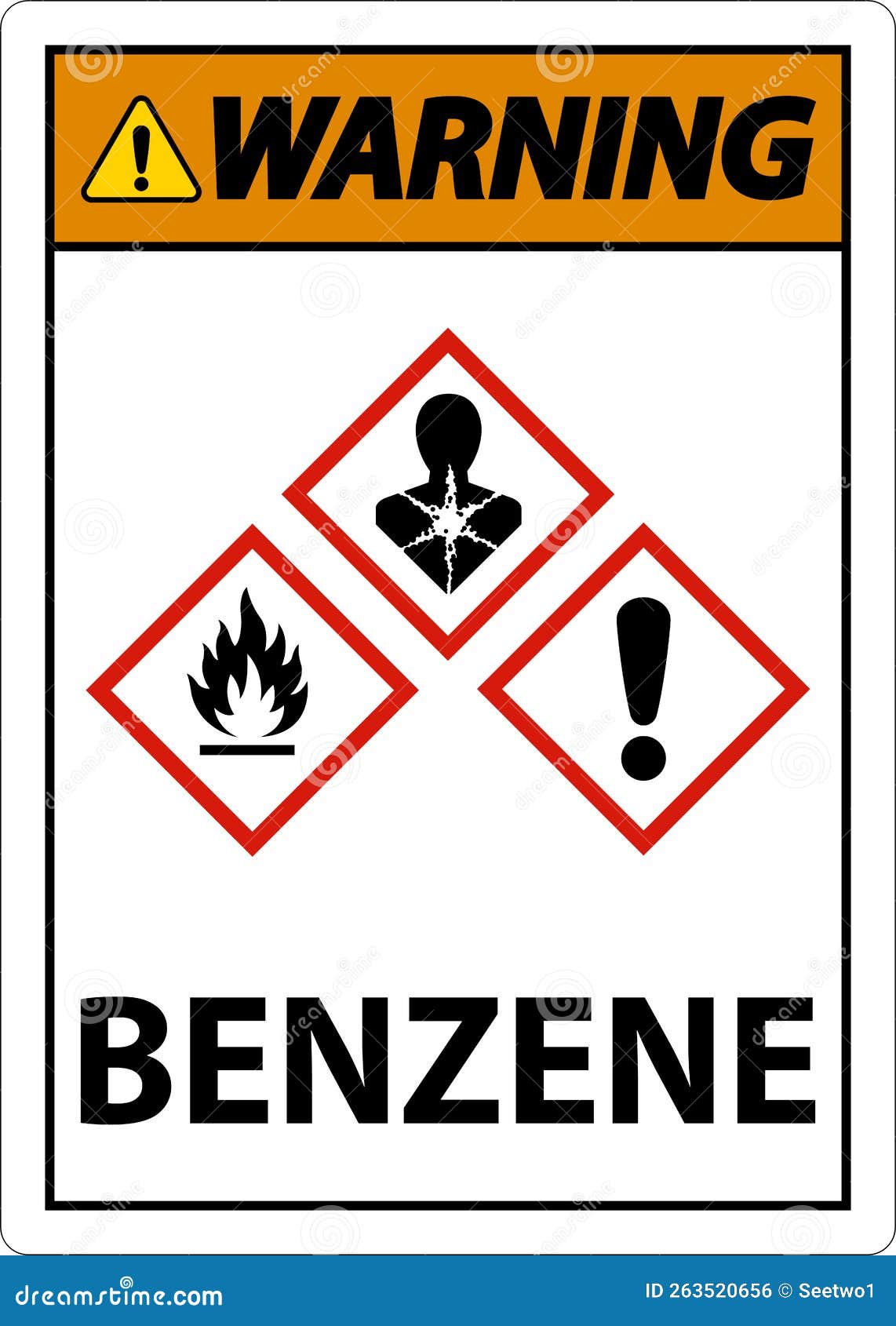 Sinal De Alarme De Benzeno Em Fundo Branco Ilustração do Vetor ...