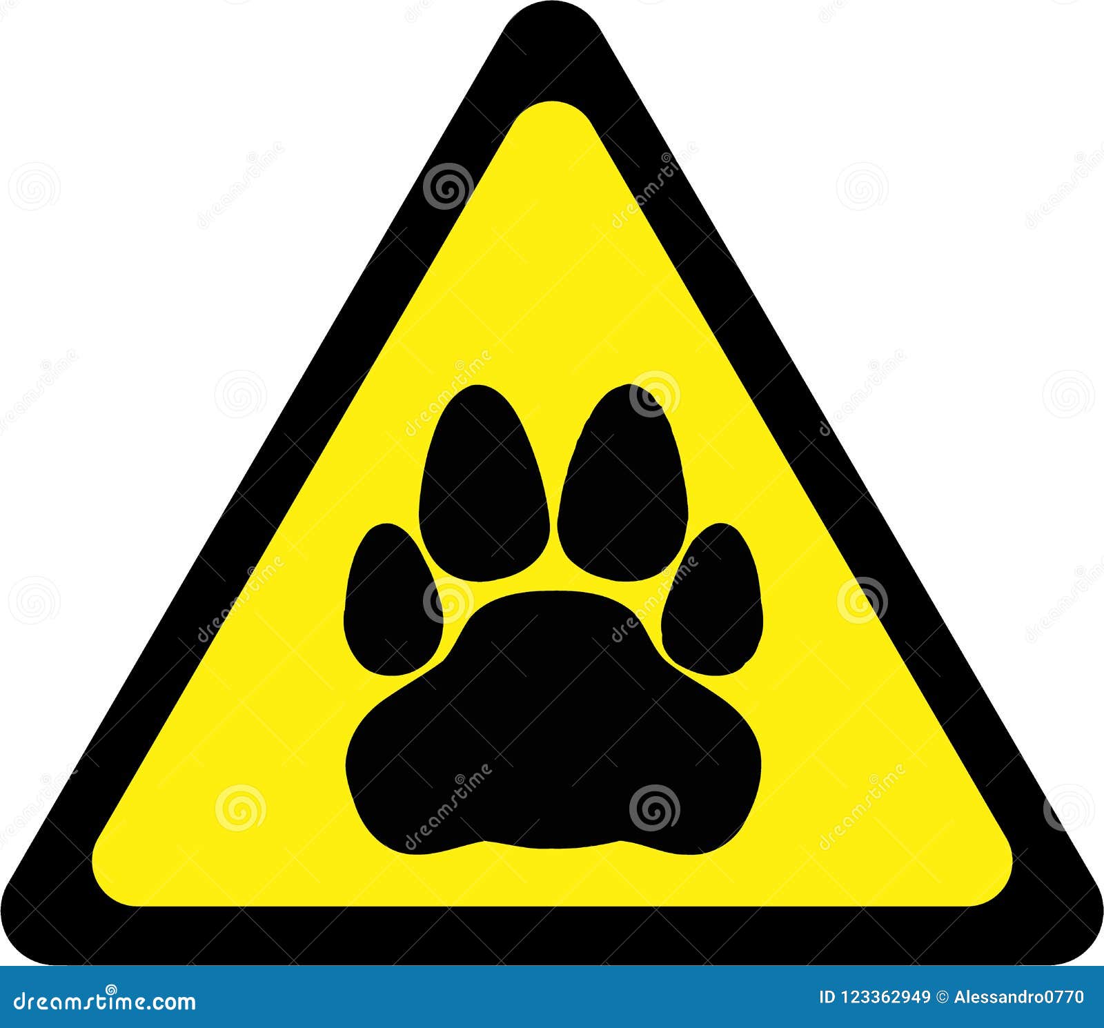 Sinal De Aviso Amarelo Com Gato Ilustração Stock - Ilustração de preto ...