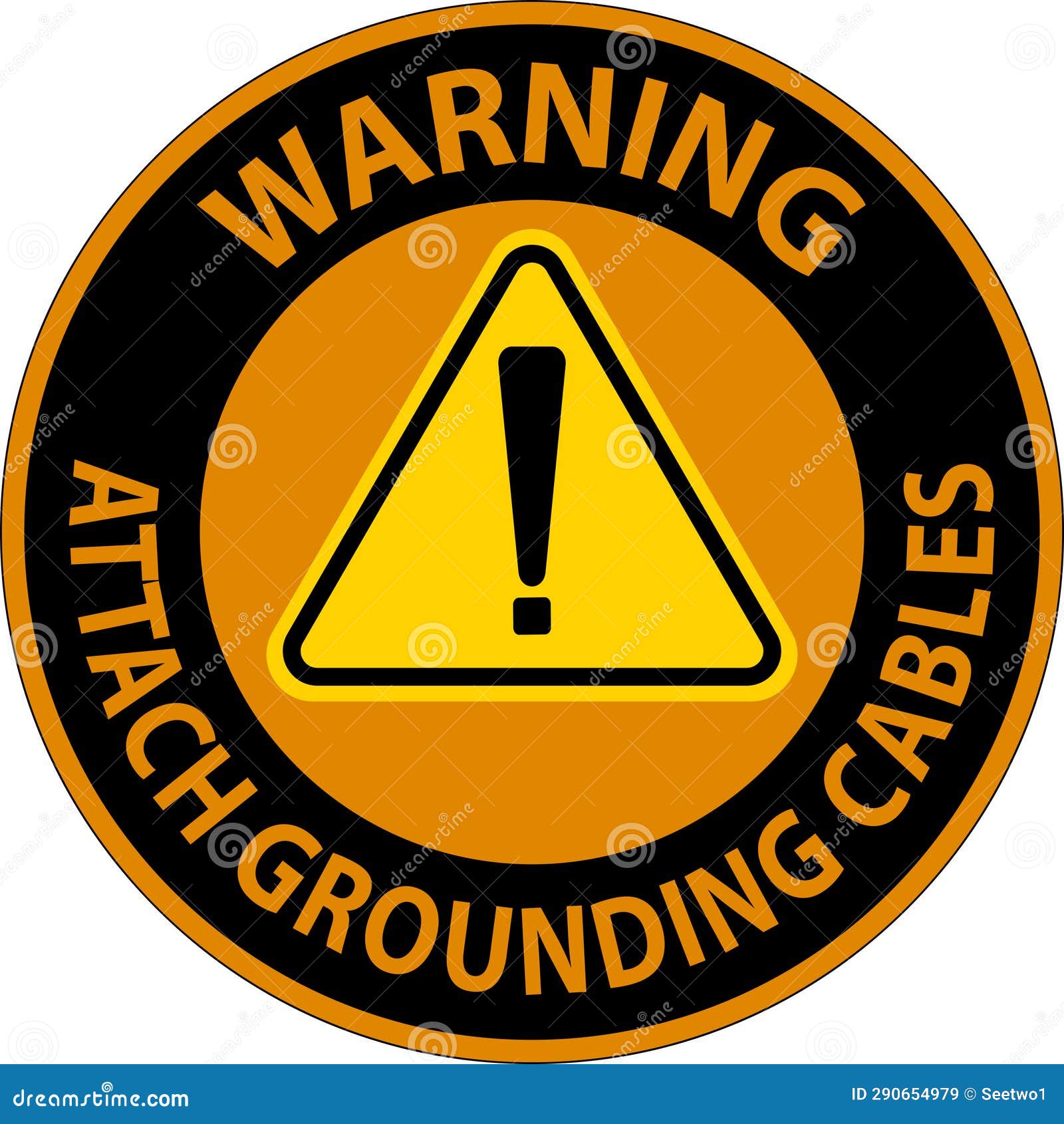Sinal De Aviso Anexar Cabos De Aterramento Ilustração do Vetor ...