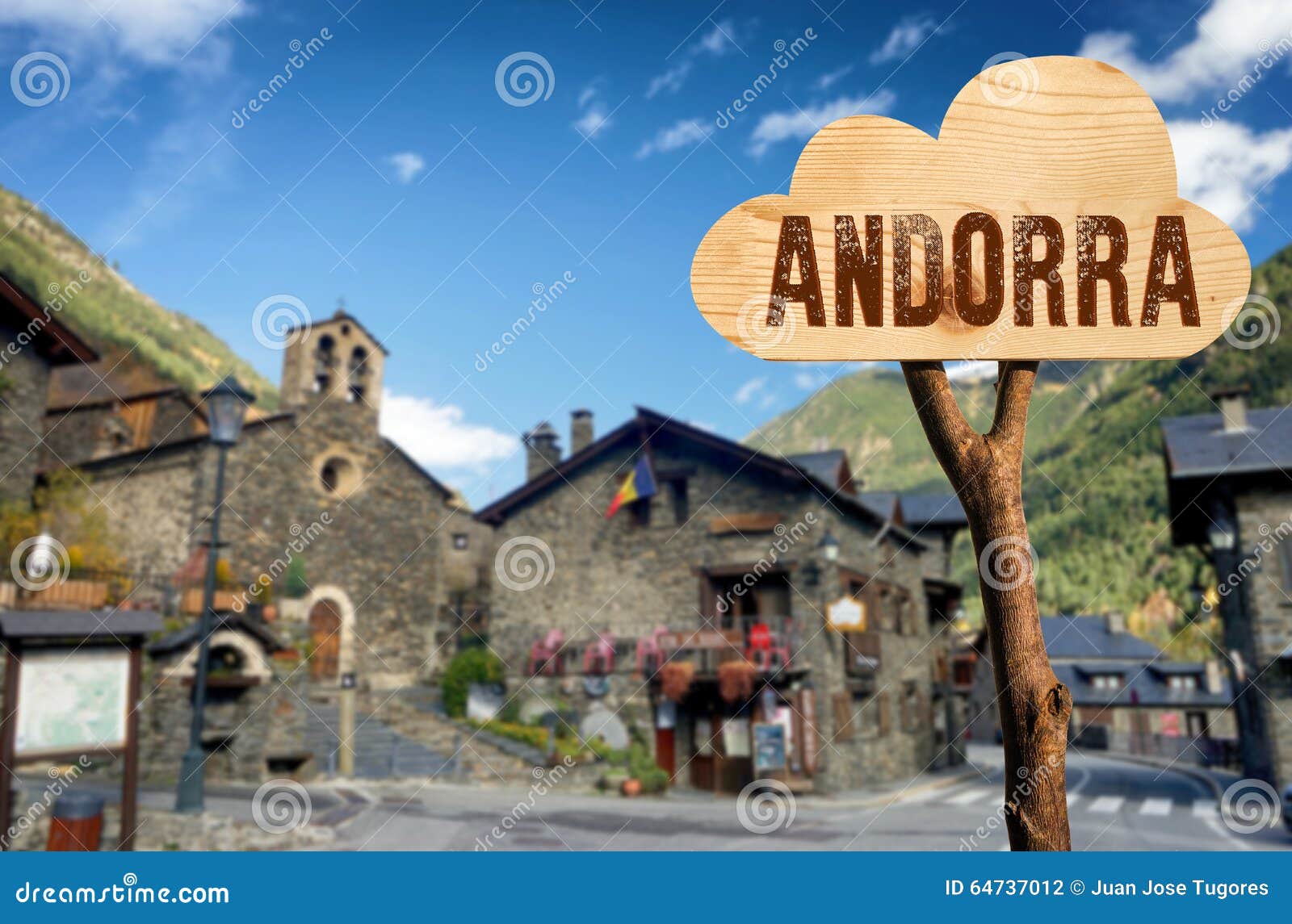 Sinal De Madeira Que Indica a Andorra Foto de Stock - Imagem de poste ...