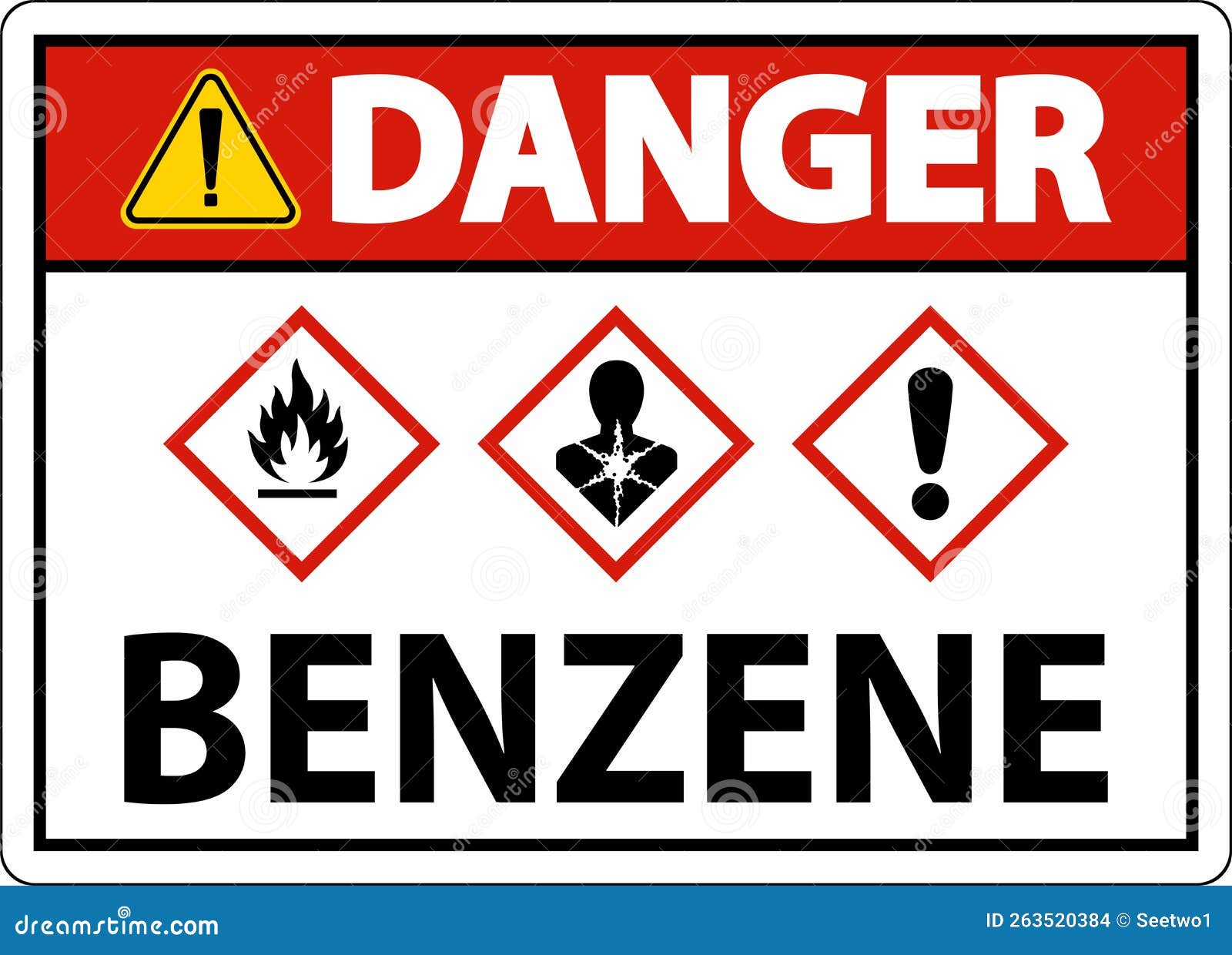 Sinal De Perigo De Benzeno Ghs Sobre Fundo Branco Ilustração do Vetor ...
