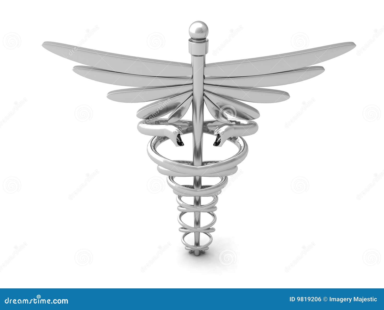 Sinal de prata do caduceus ilustração stock. Ilustração de cura - 9819206