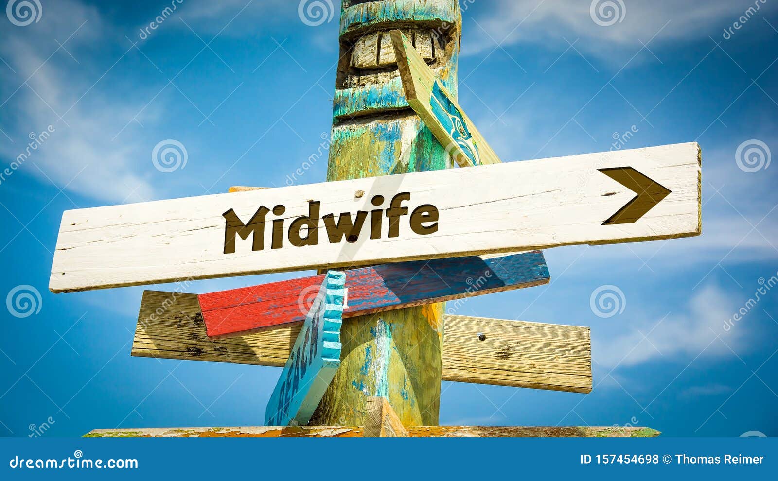 Sinal de rua para parteira foto de stock. Imagem de desejo - 157454698