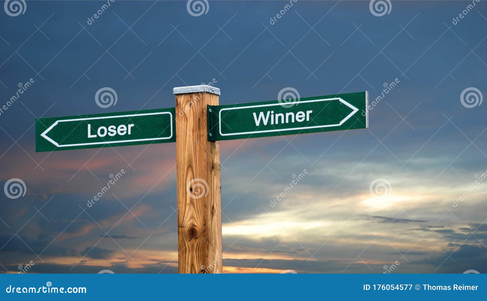 Sinal De Rua Para Vencedor Versus Perdedor Imagem de Stock - Imagem de ...