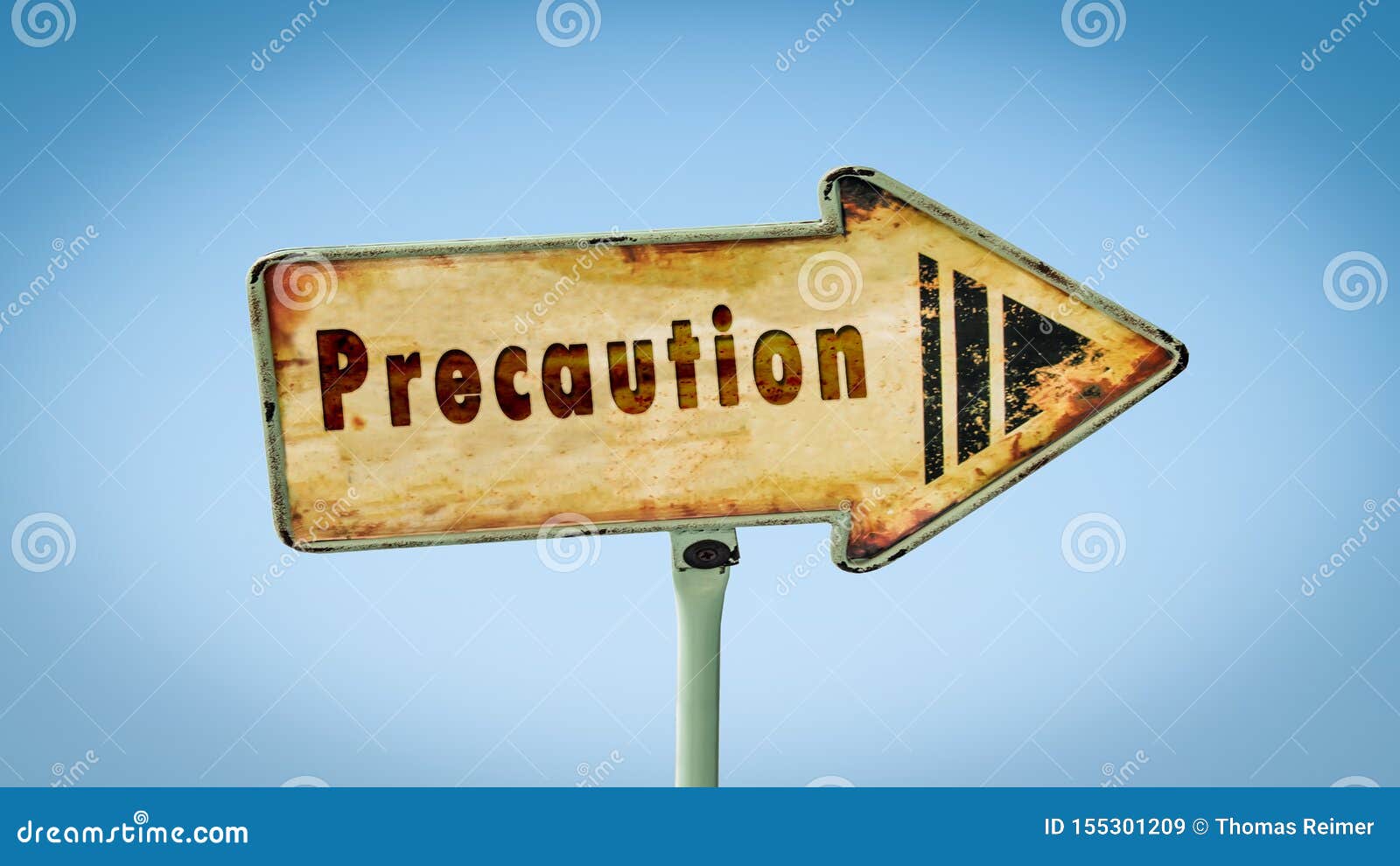 Street Sign to Precaution imagem de stock. Imagem de seguro - 155301209
