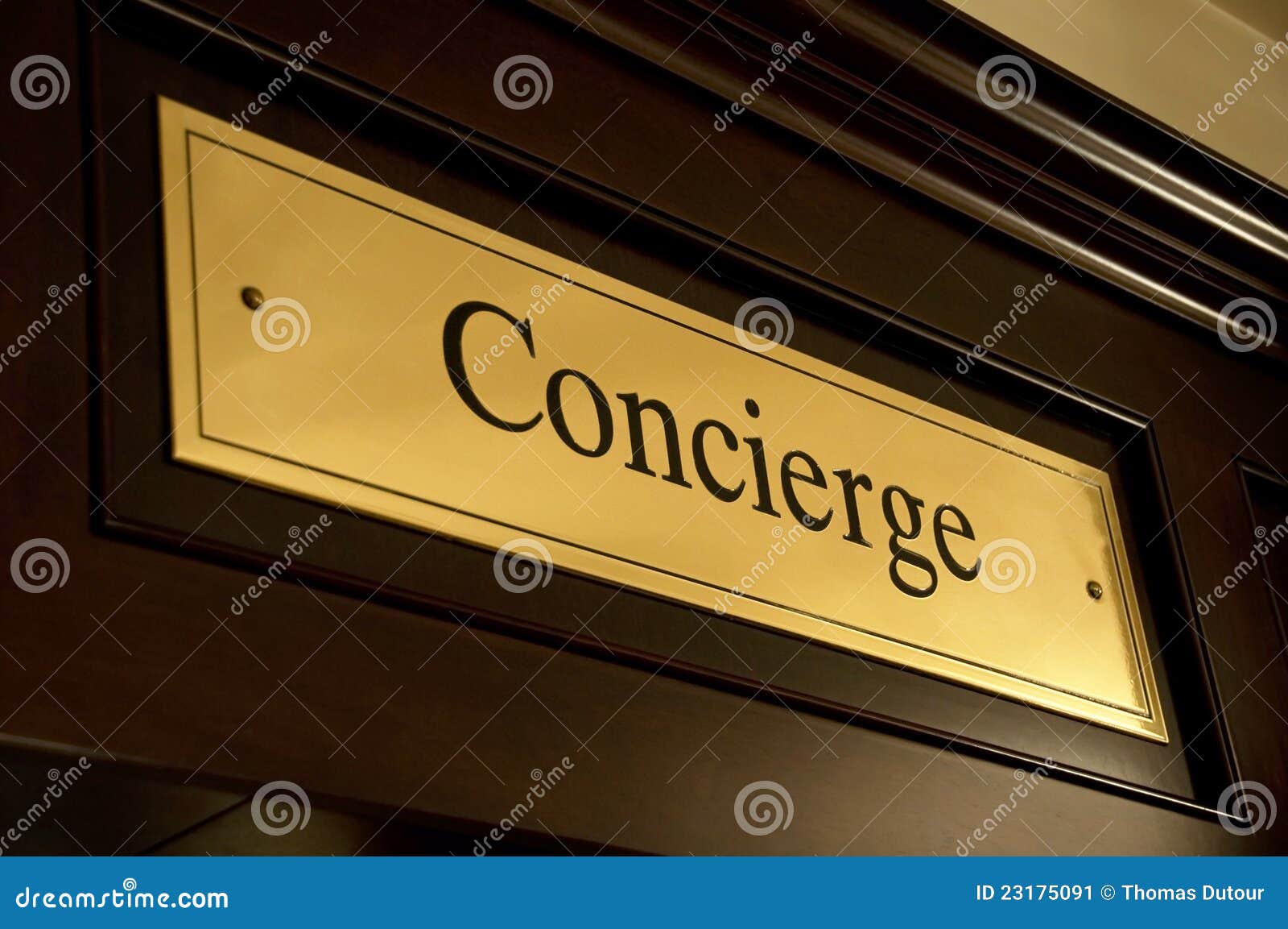 Sinal do Concierge imagem de stock. Imagem de madeira - 23175091