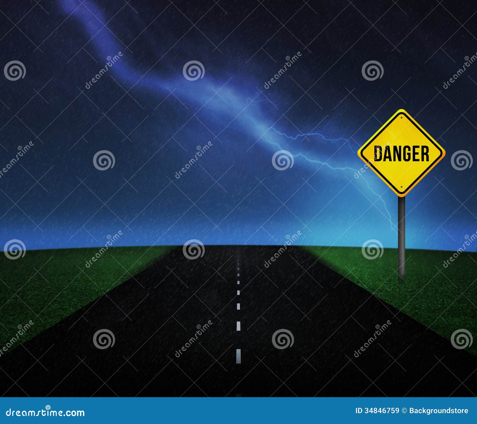 Sinal do perigo na estrada ilustração stock. Ilustração de conceito ...