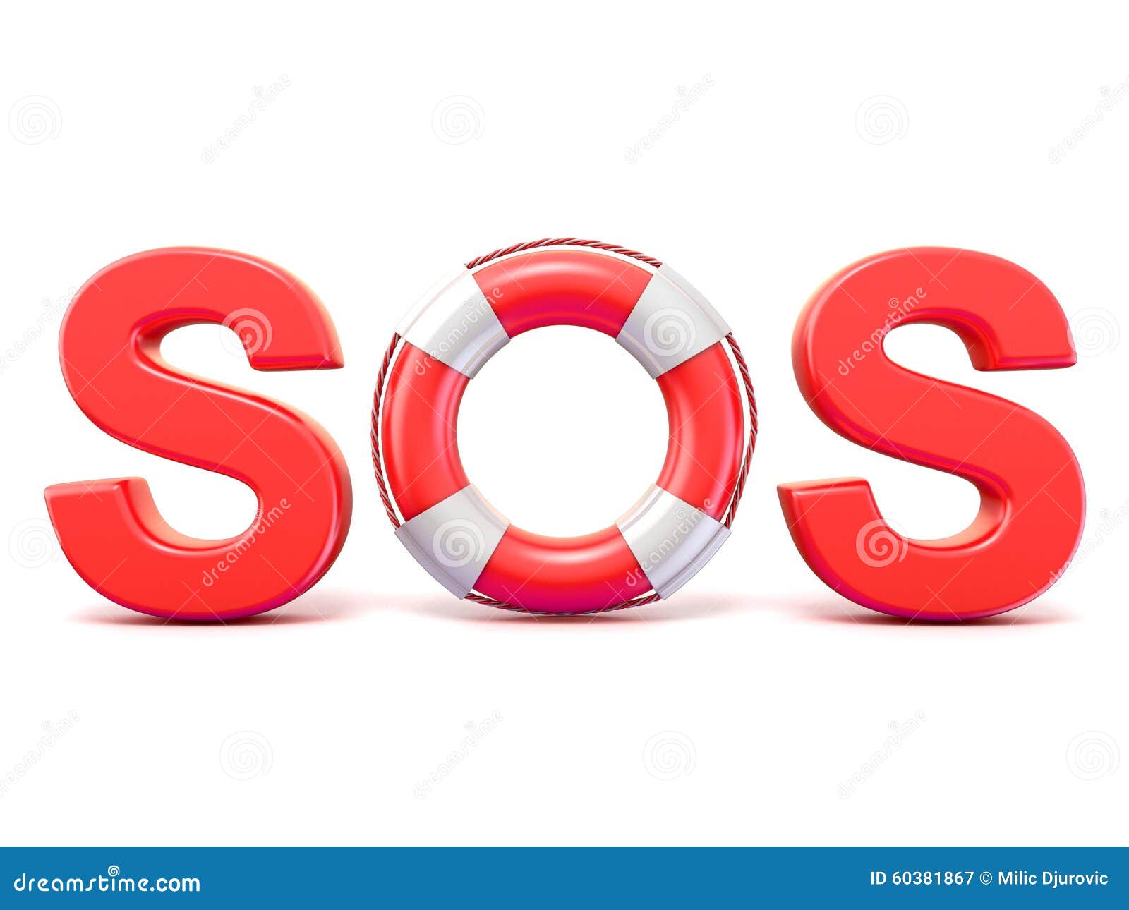 Sinal Do SOS, Com Boia Salva-vidas 3d Rendem Ilustração Stock ...