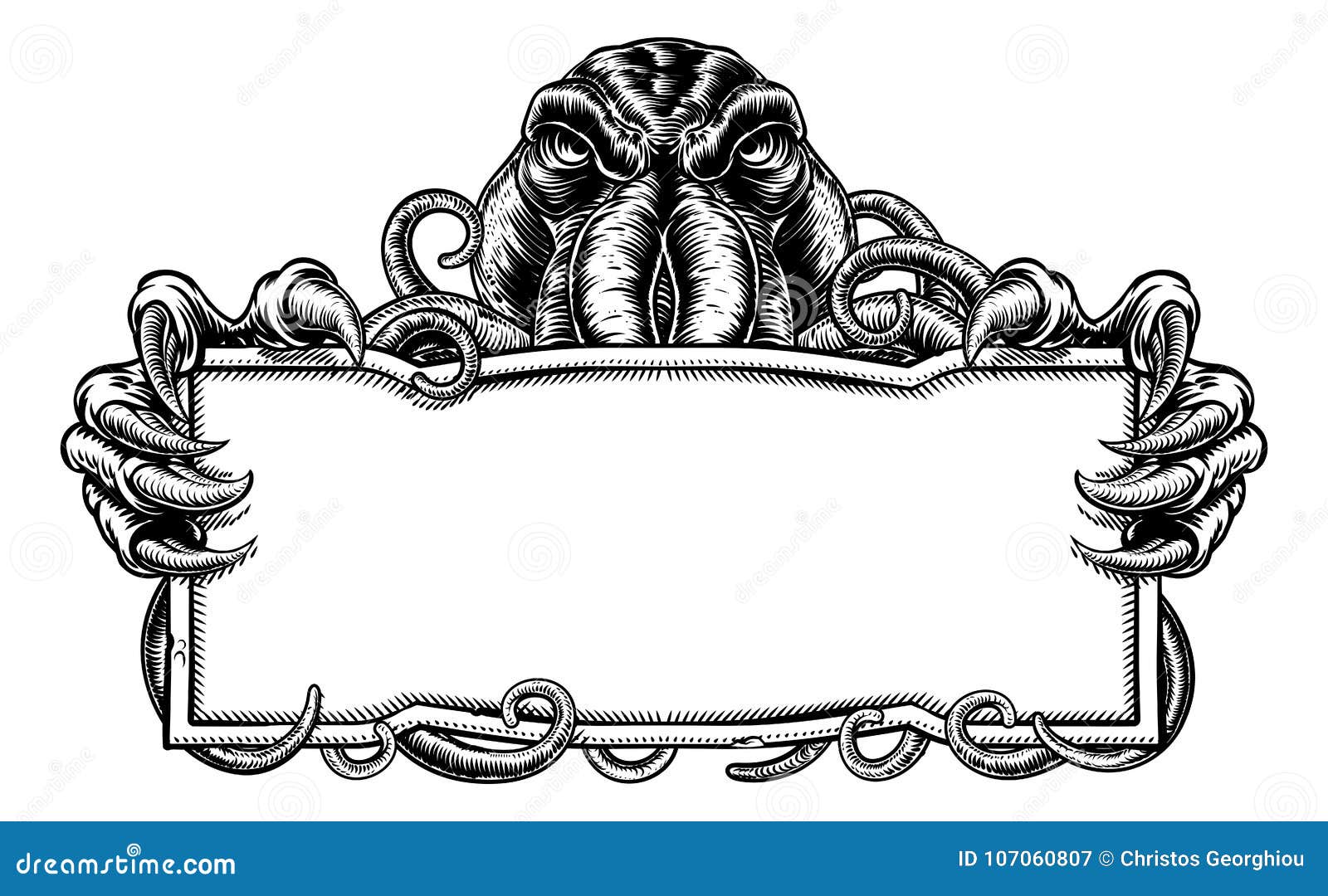 Sinal Do Vintage Do Monstro De Cthulhu Ilustração do Vetor - Ilustração ...