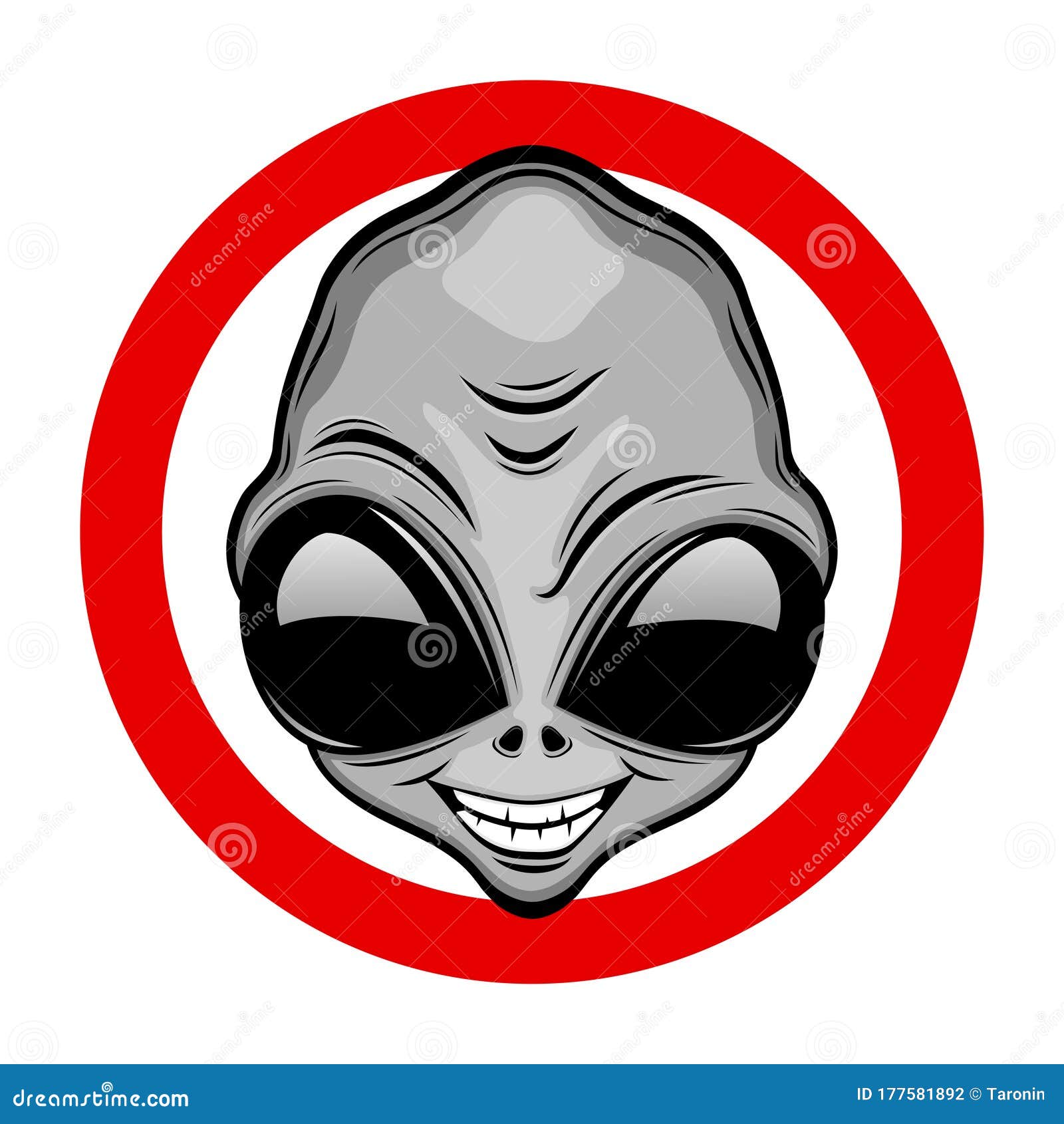 Sinal Redondo Com Extraterrestre Cinza. Ilustração do Vetor ...