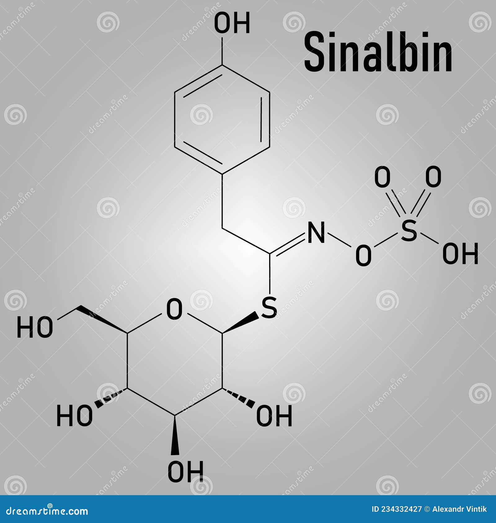 Sinalbin Glucosinolate Molecule. Skeletal Formula. Chemical Structure ...