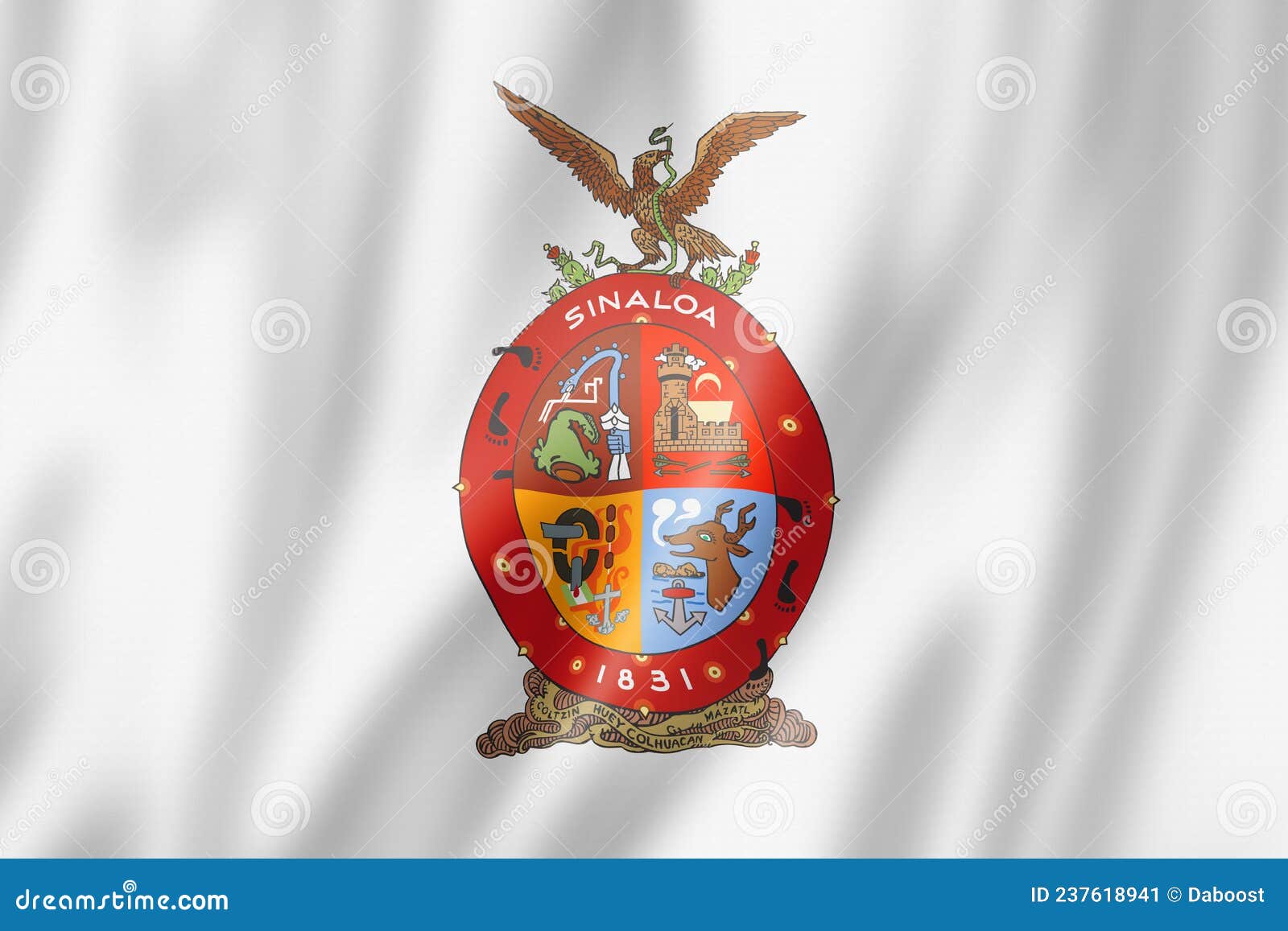Sinaloa state flag, Mexico stock illustration. Illustration of satin ...