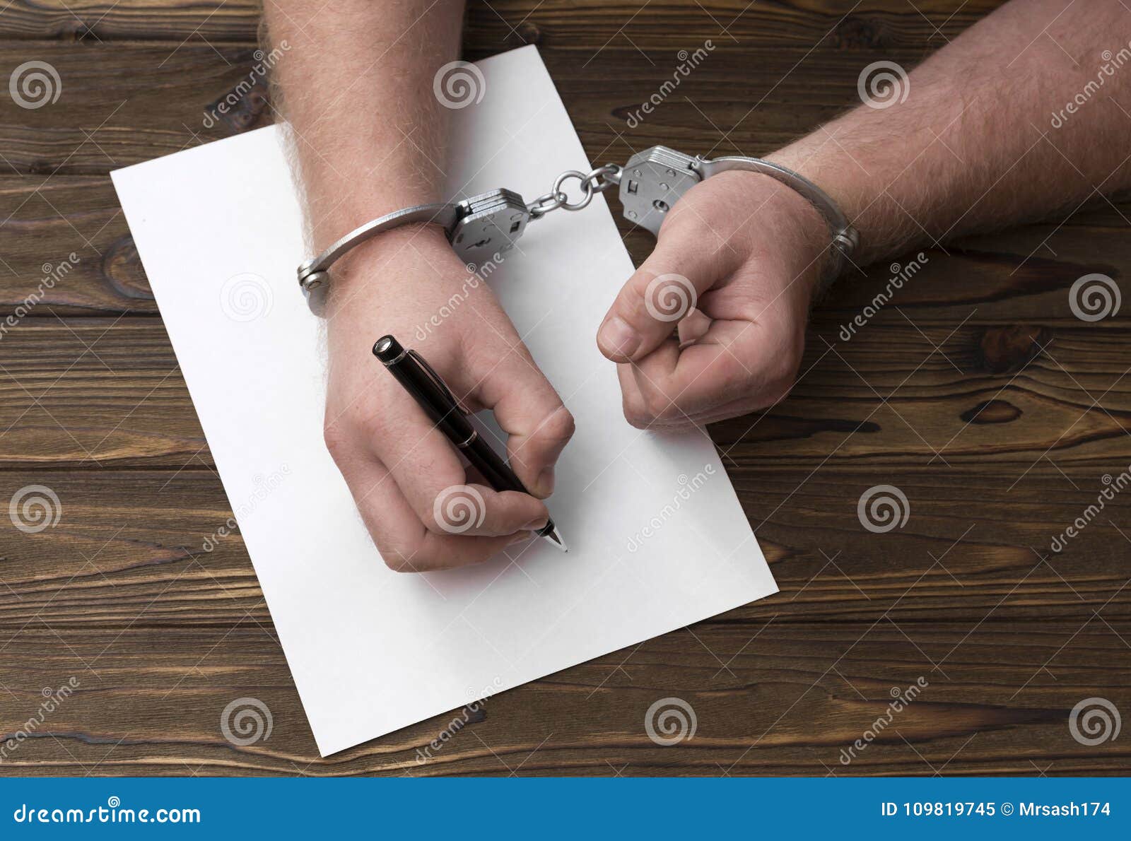 A Sincere Confession. Statement. Stock Image - Image of handcuffs ...