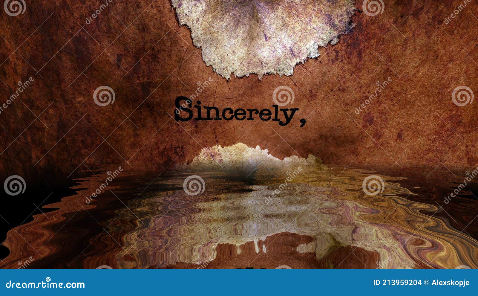 Sincerely Text on Grunge Background Reflecting in Water Stock ...