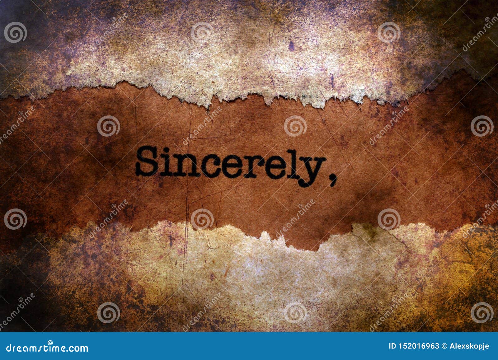 Sincerely Text on Torn Paper Concept Stock Image - Image of blue ...