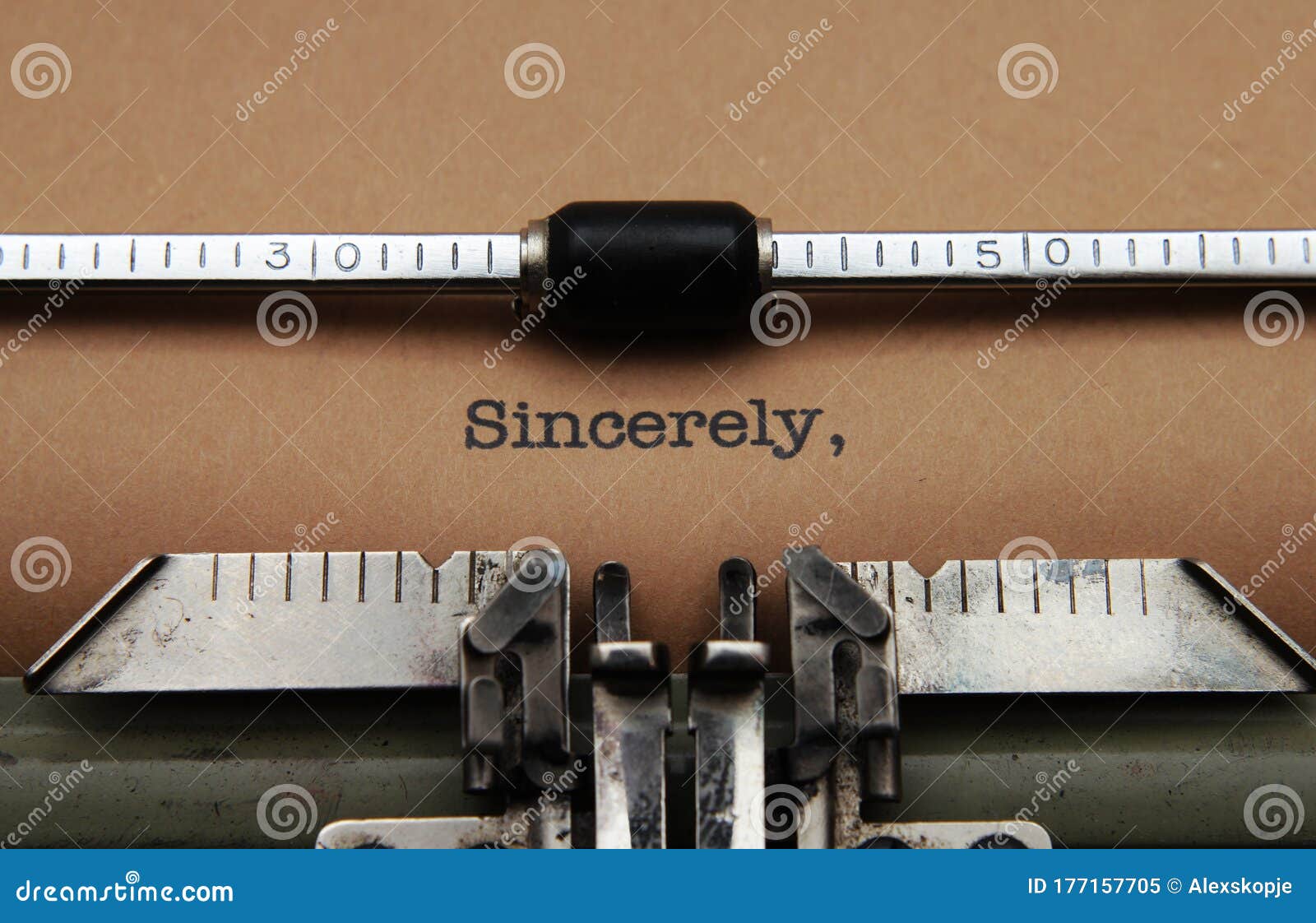 Sincerely Text on Typewriter Stock Image - Image of striped, phrase ...