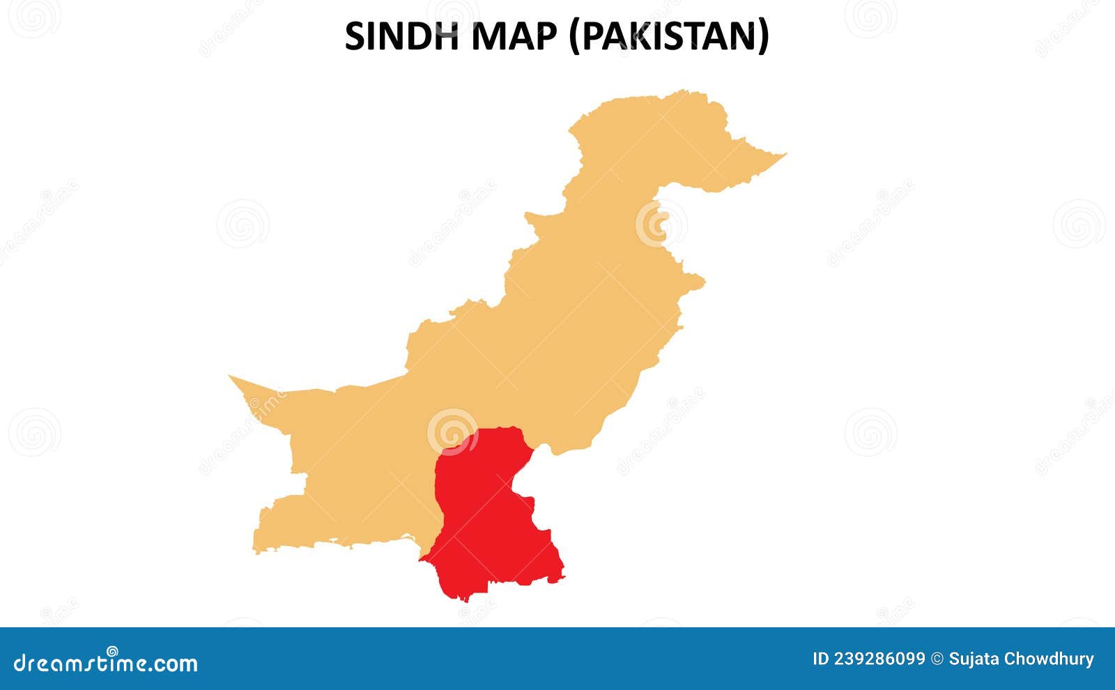 Sindh Map Highlighted On Pakistan Map. Sindh Map On Pakistan Cartoon ...