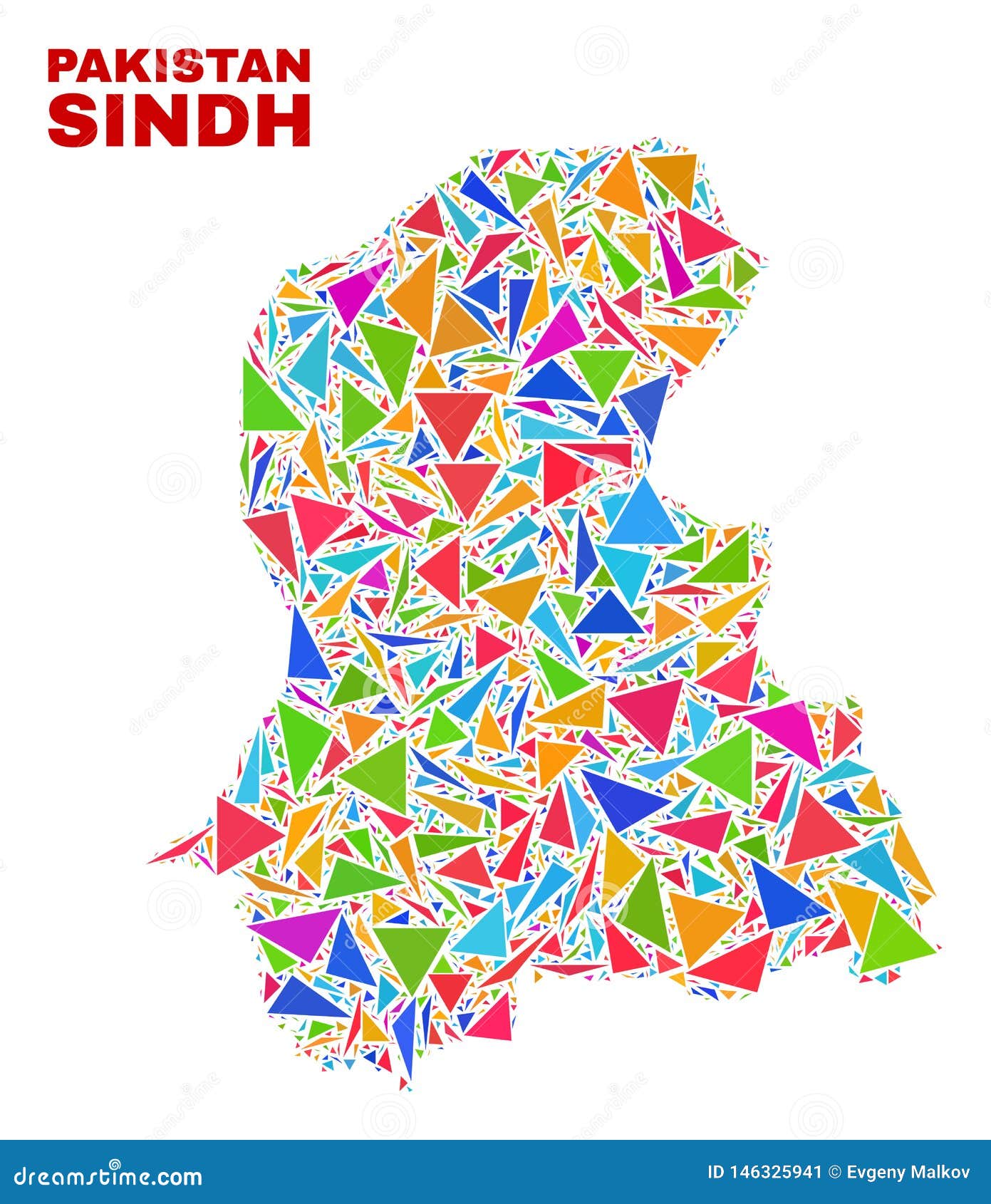 Sindh Province Map - Mosaic of Color Triangles Stock Vector ...