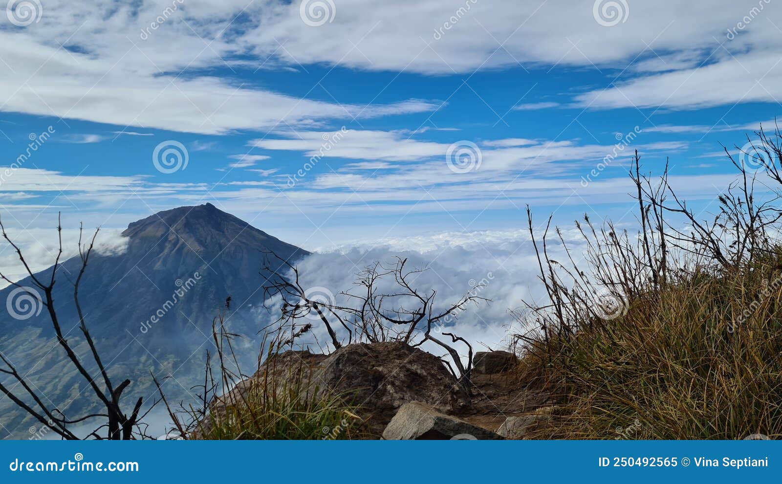 Sindoro Mountain Indonesian View Background Beautiful Stock Image ...
