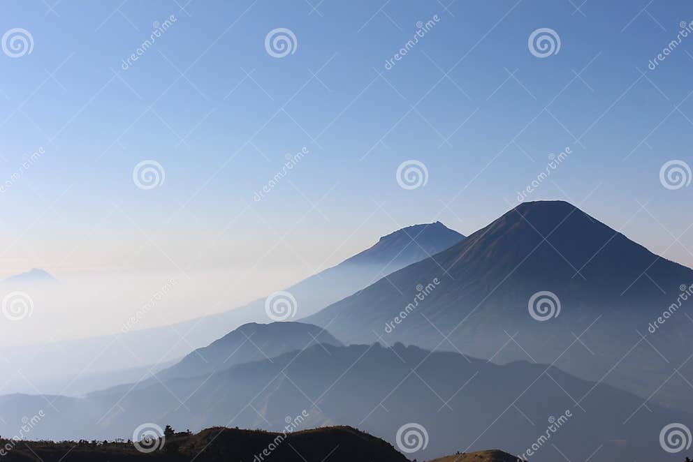 Sindoro Sumbing Mountain Located in Indonesia Stock Photo - Image of ...