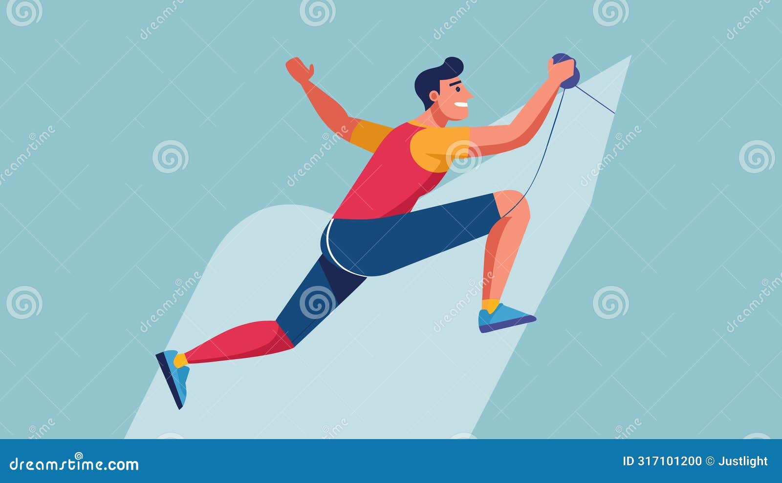 Sinewy Muscles Strain As the Climber Makes a Dynamic Move Fingertips Ly ...