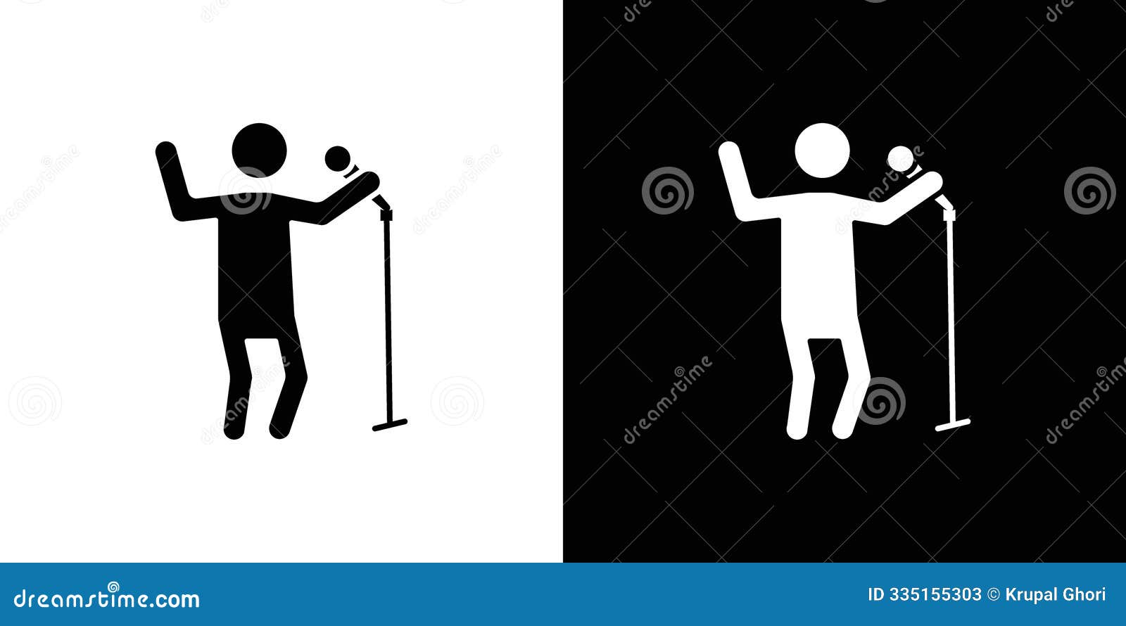 Sing Icon Outline Sign Symbol Set Stock Illustration - Illustration of ...