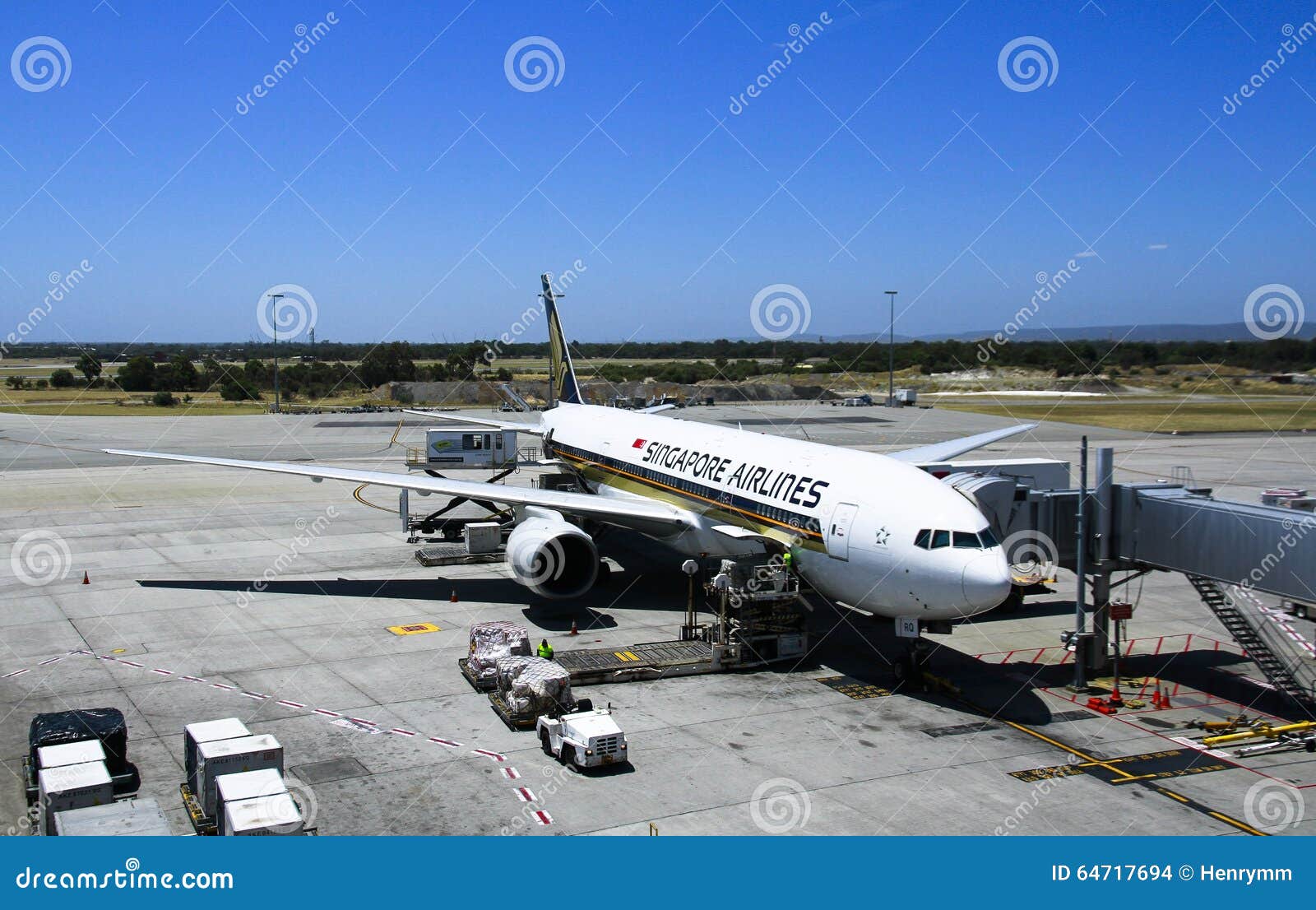Loading Cargo On The Plane In Airport. Cargo Airplane Loading Or ...