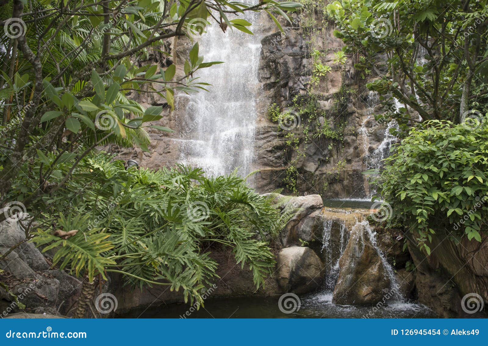 Waterfall from the Rock with the Sign of Sentosa Editorial Stock Image ...