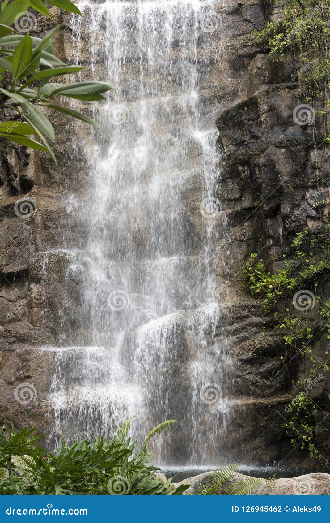 Waterfall from the Rock with the Sign of Sentosa Editorial Photography ...