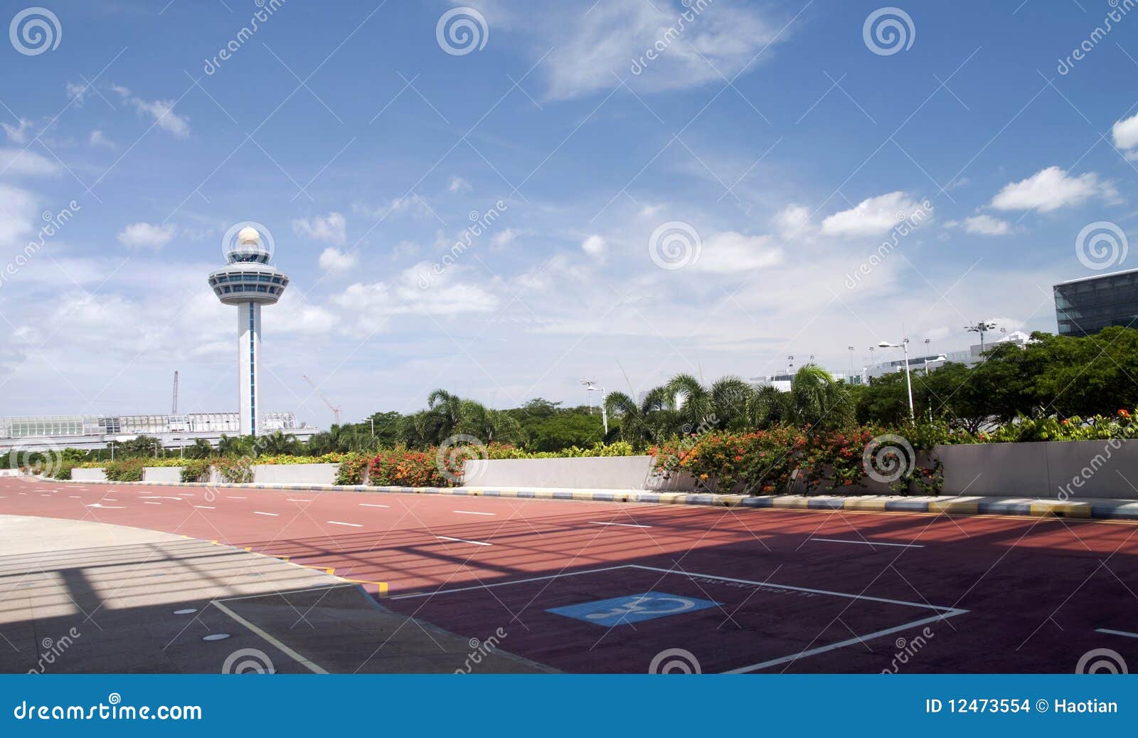 Singapore Changi Airport Control Tower At Night Royalty-Free Stock ...