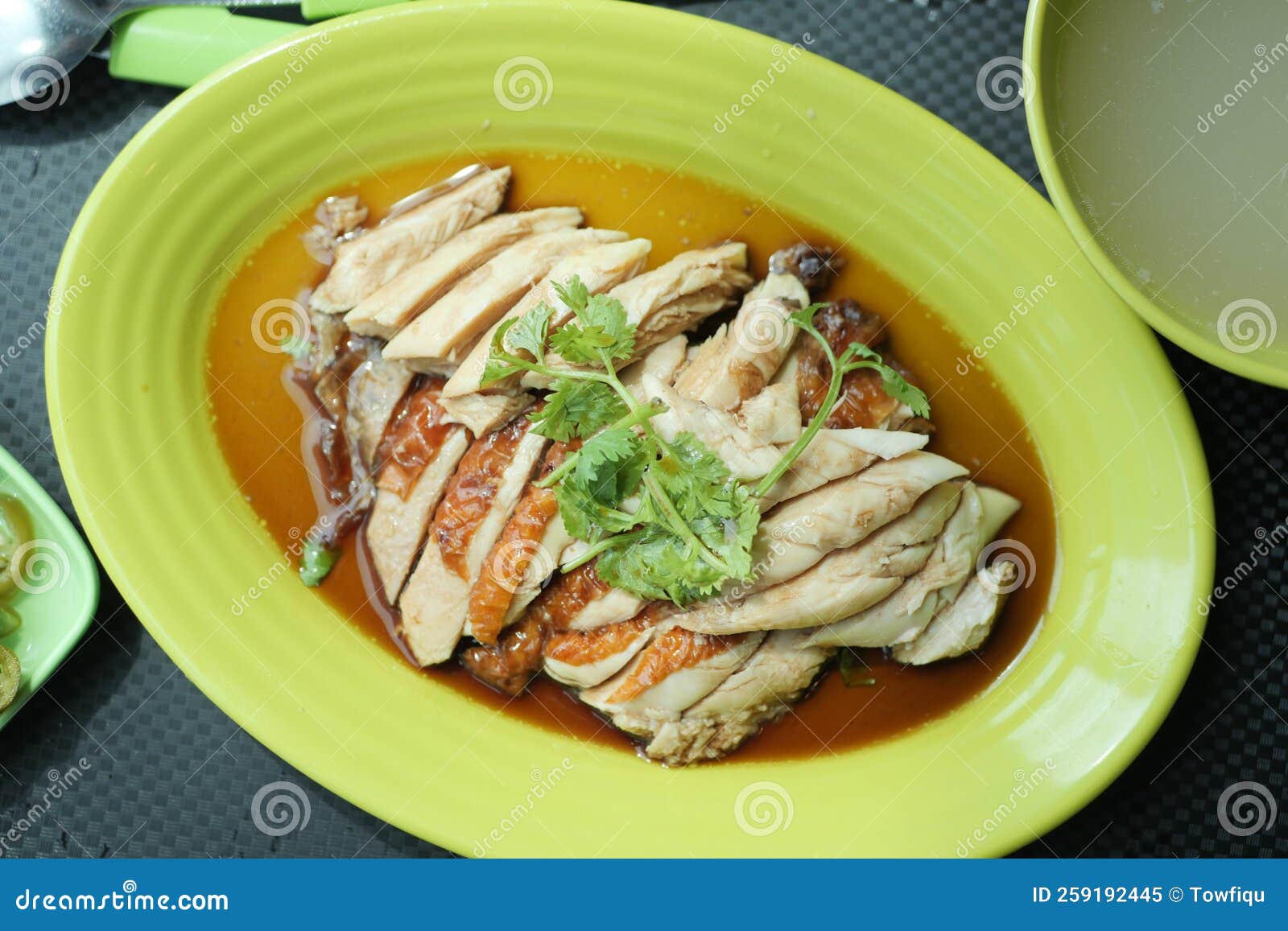 Singapore Chicken Meat and Rice on a Plate Stock Image - Image of lunch ...