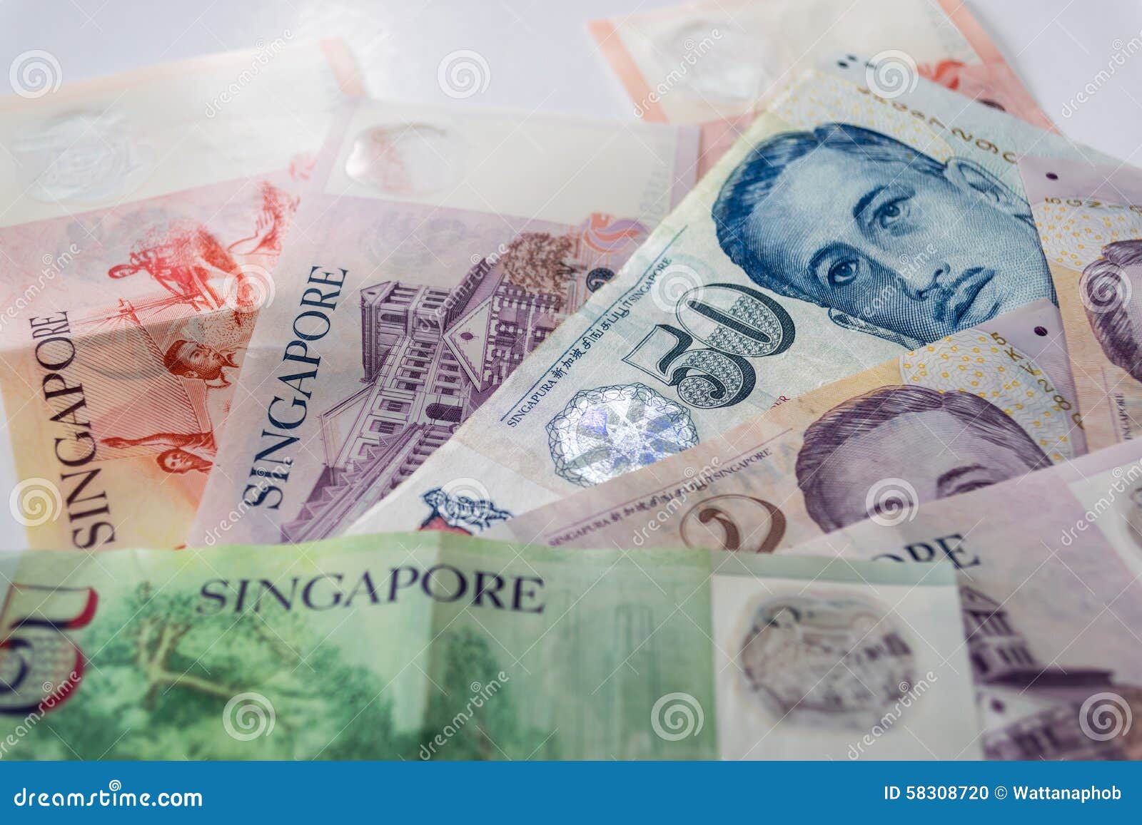 Singapore Dollars the Basic Monetary Unit of Singapore. Stock Photo ...