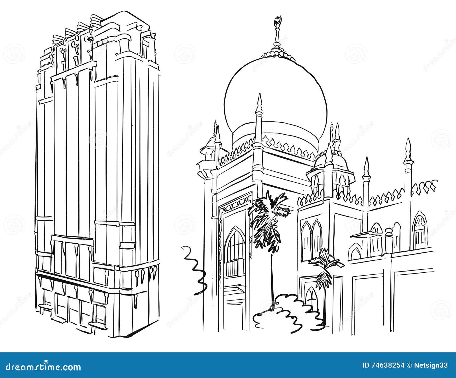 Singapore Famous Mosque And Architecture Landmarks Stock Photo ...