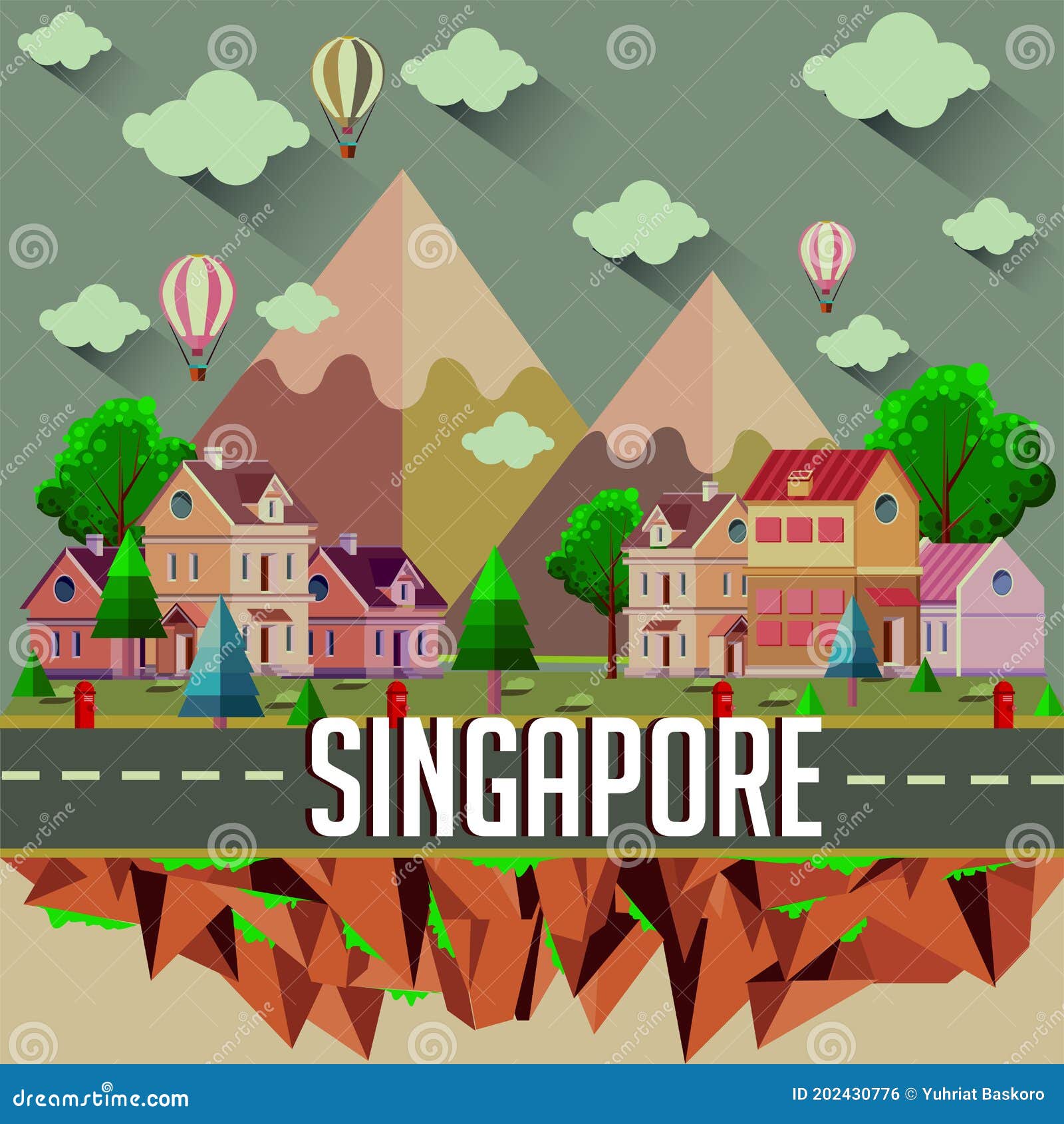 Singapore - Flat Design City Vector Illustration Stock Vector ...