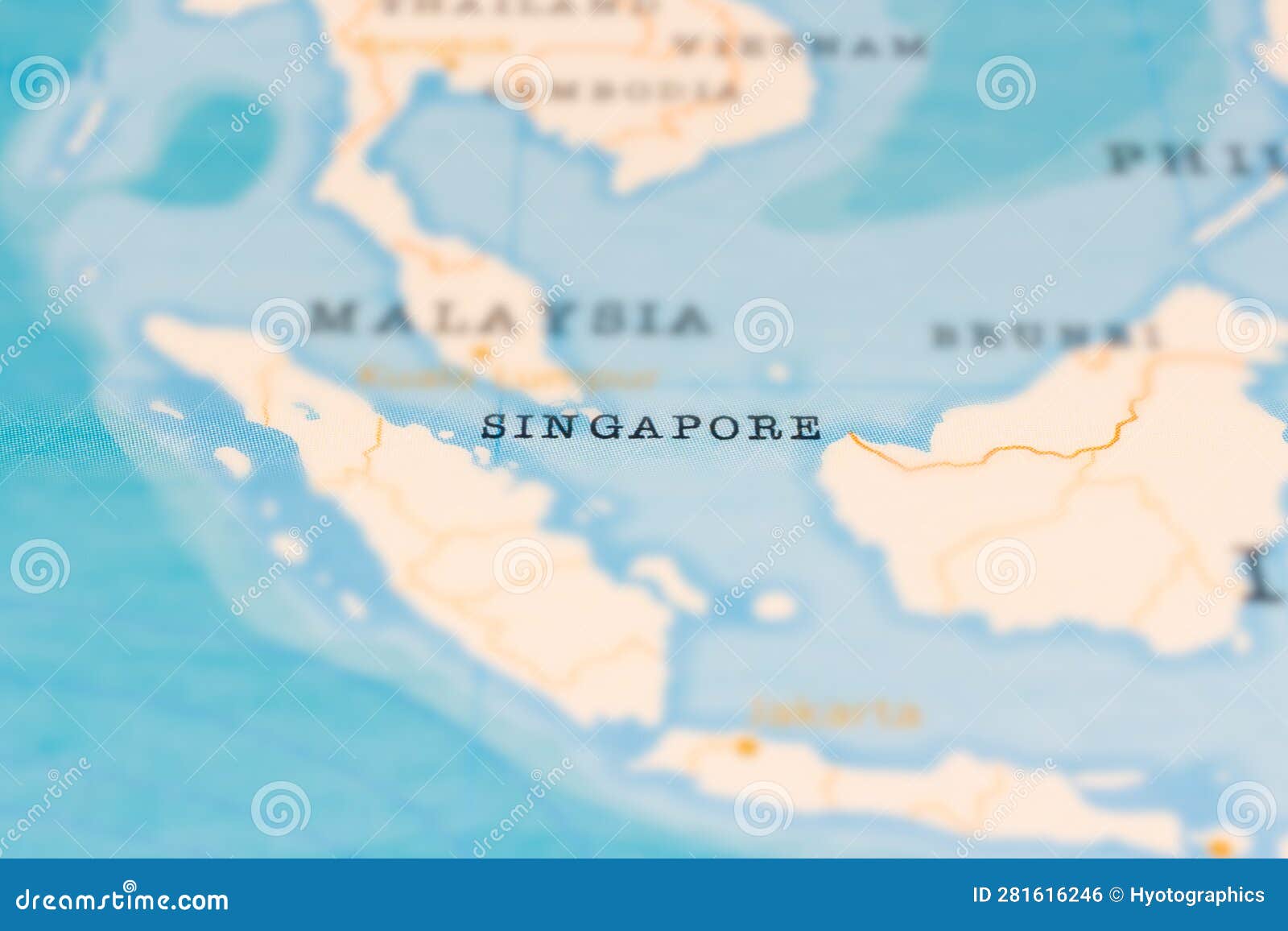 Singapore World Map In Flat Style With 4 Colors. Cartoon Vector ...