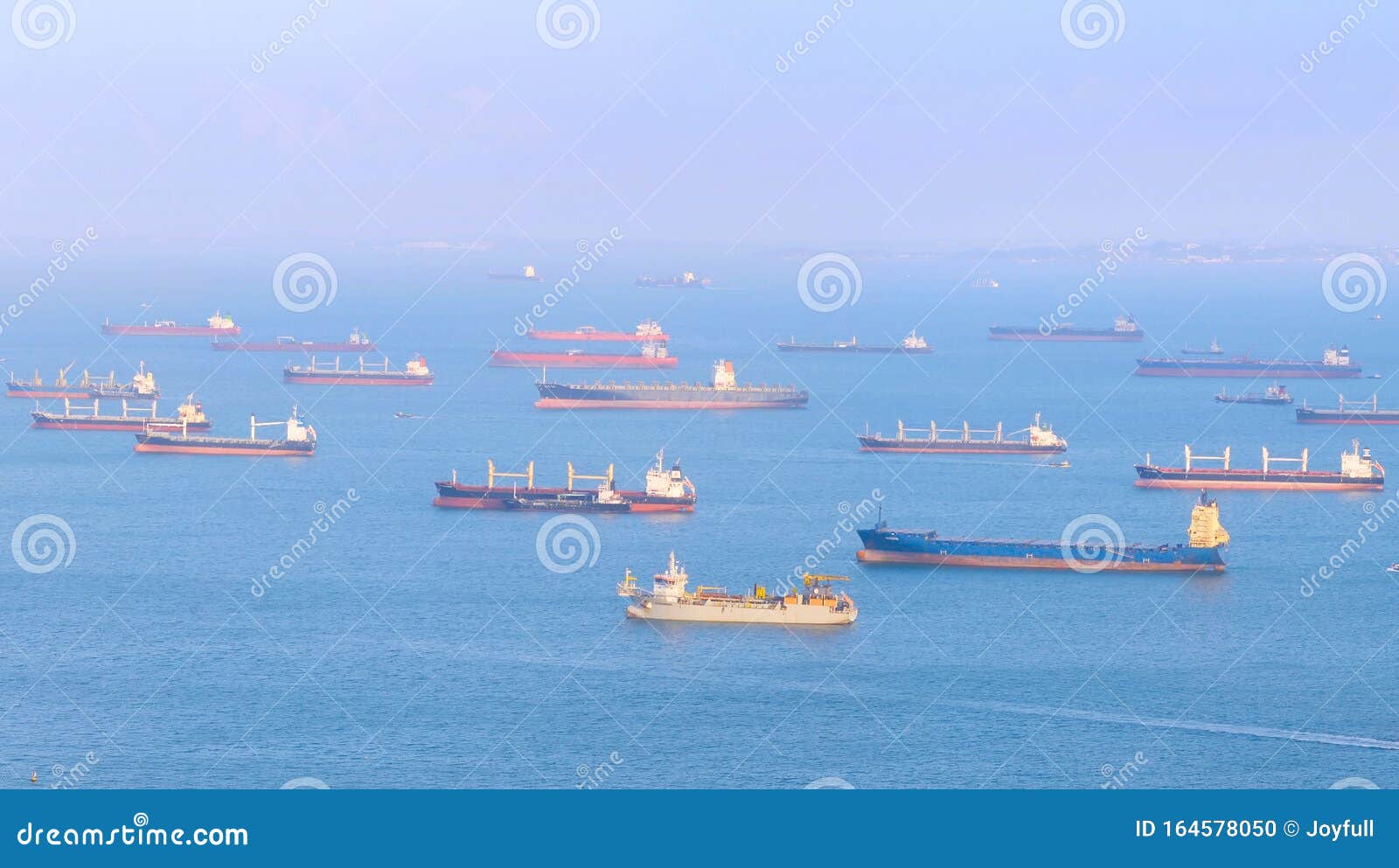 Singapore Harbor Cargo Ships Overview Stock Photo - Image of jetty ...
