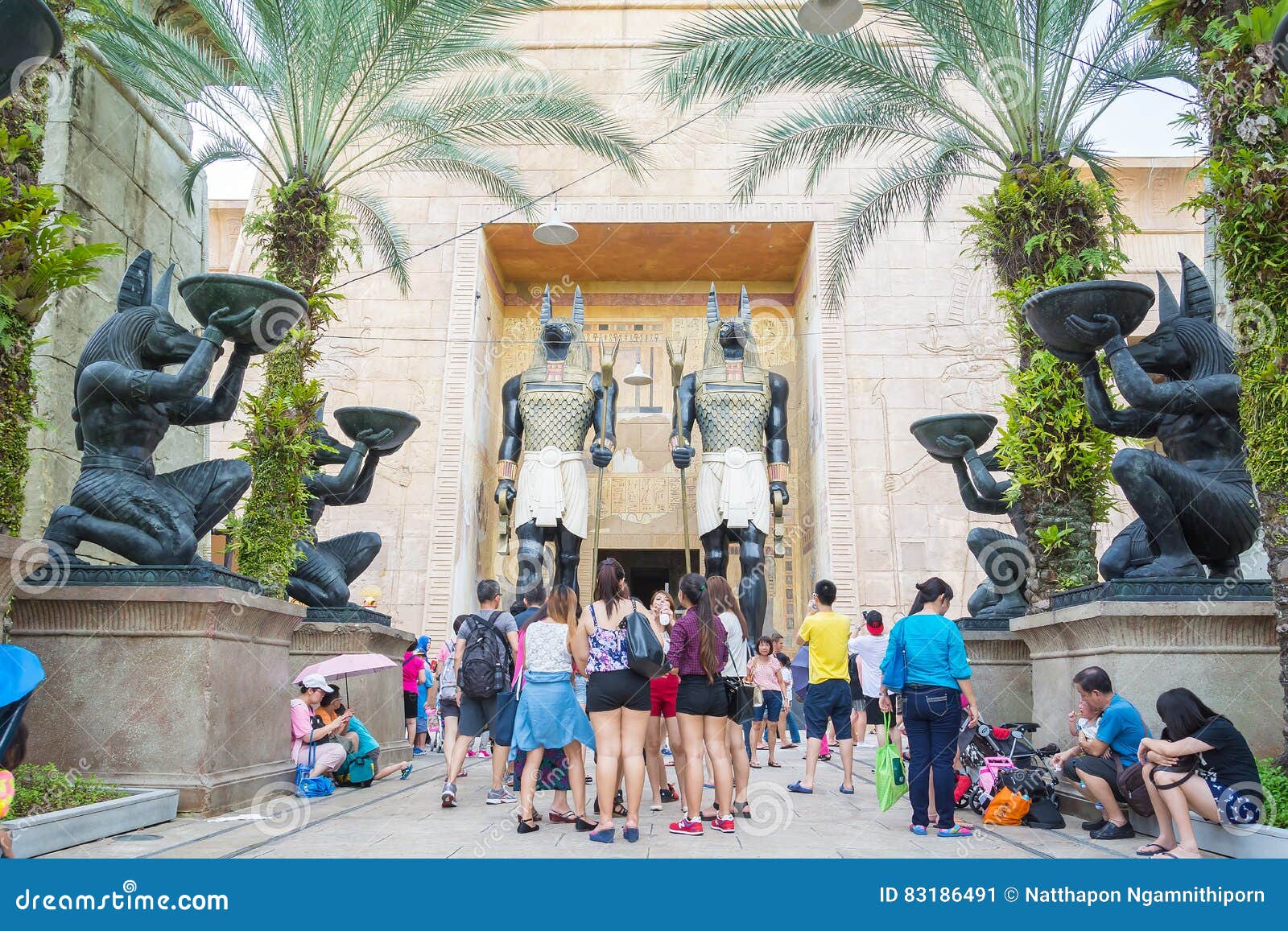 SINGAPORE - July 20 2015: Visitors Walking at the Ancient Egypt ...