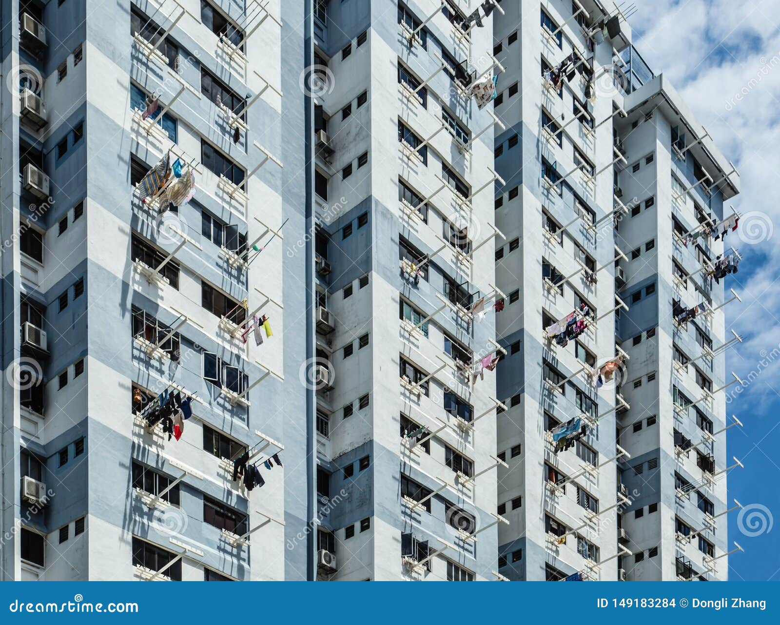 SINGAPORE-30 JUN 2017:HDB Residential Building Facade View with Hanger ...
