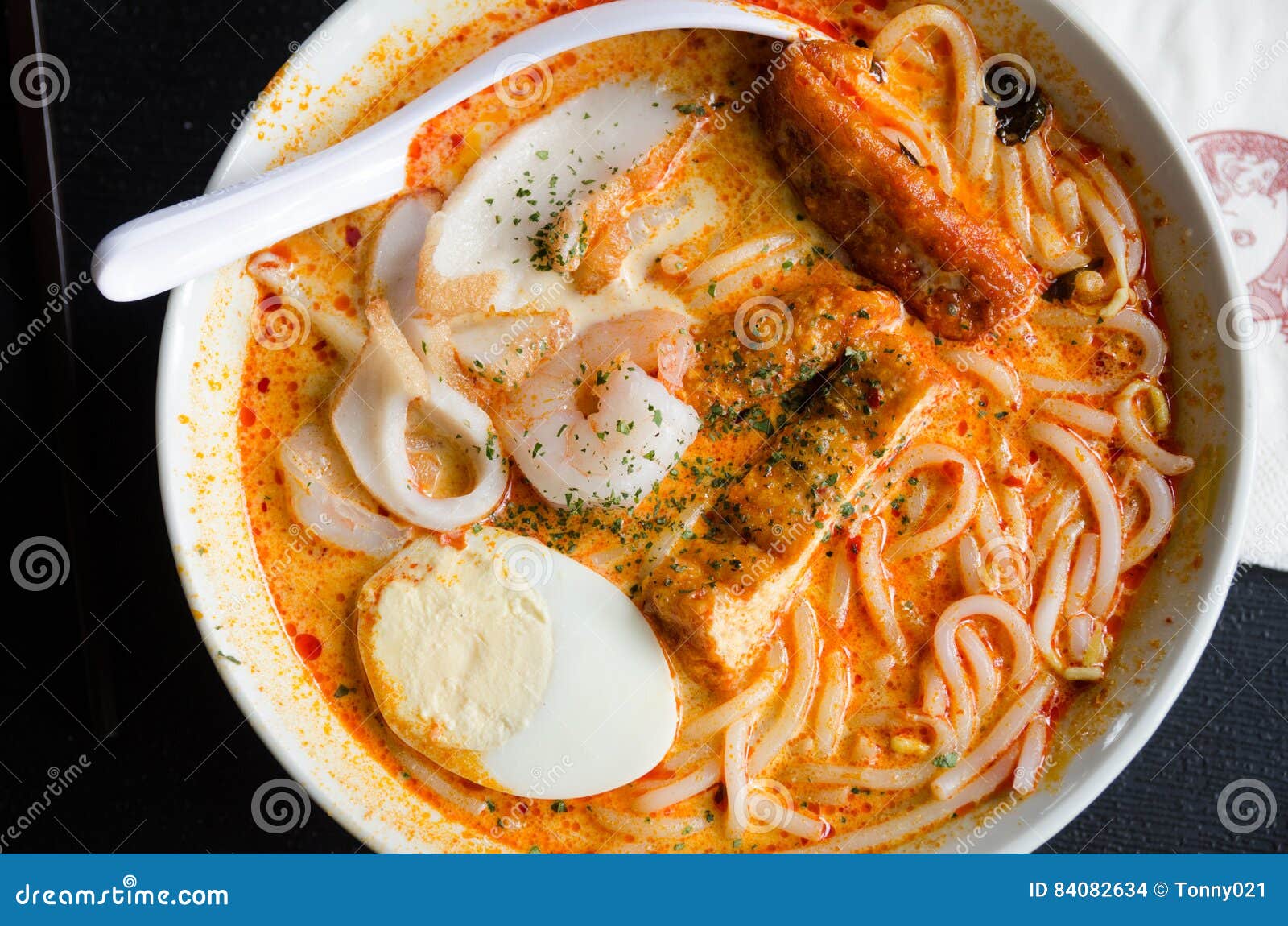 Singapore Laksa stock photo. Image of spoon, meal, color - 84082634