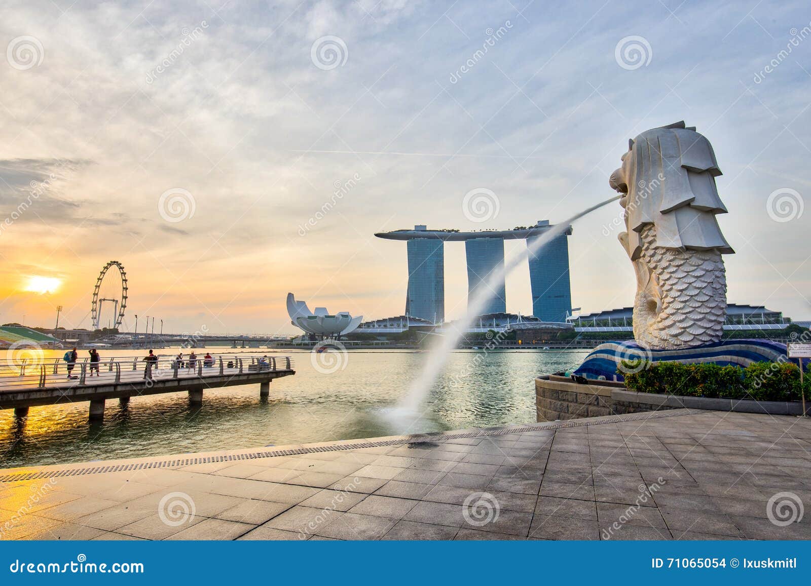 Singapore Landmark Skyline with Sunrise Editorial Stock Image - Image ...