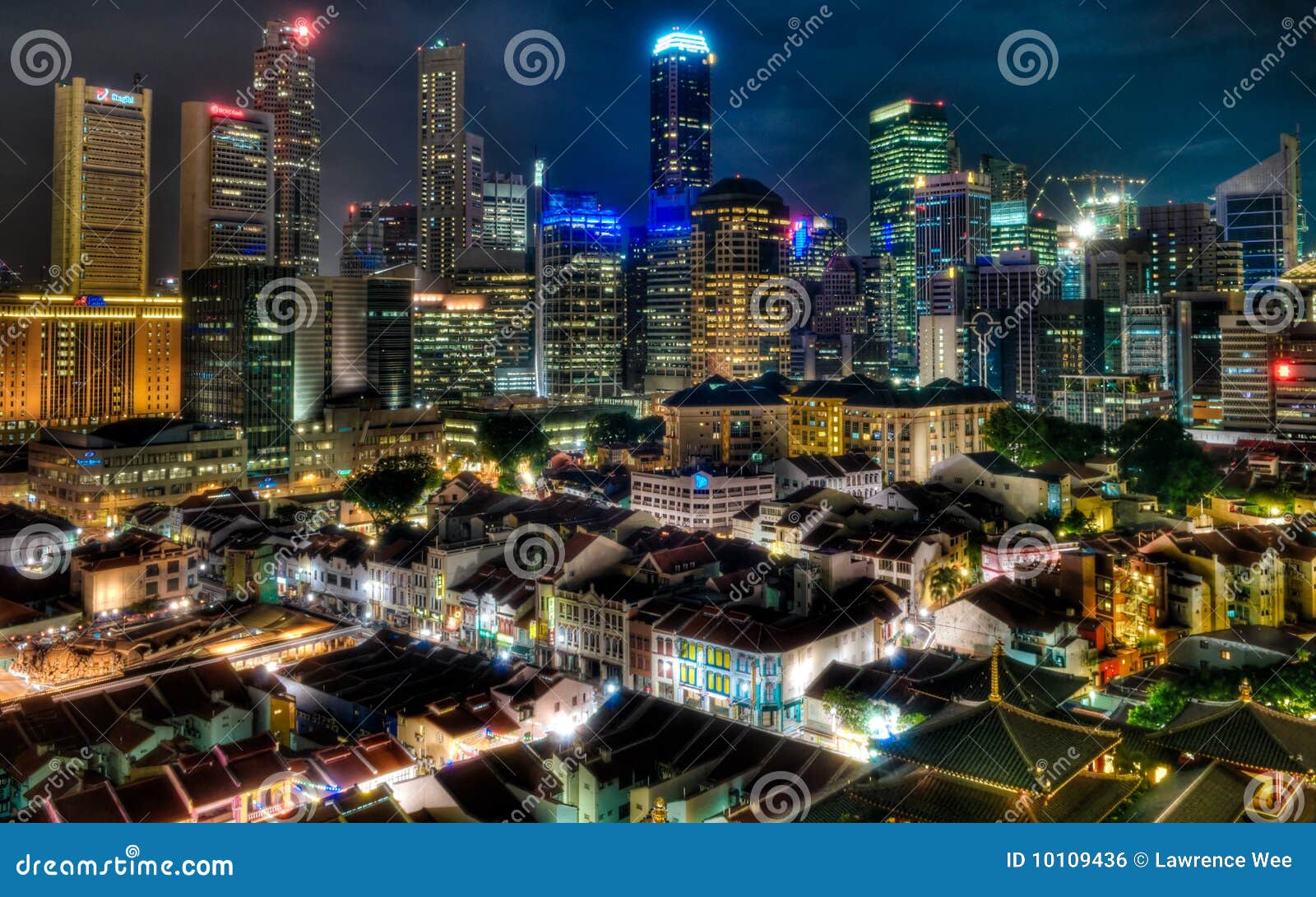 Singapore Lights editorial photo. Image of district, dark - 10109436