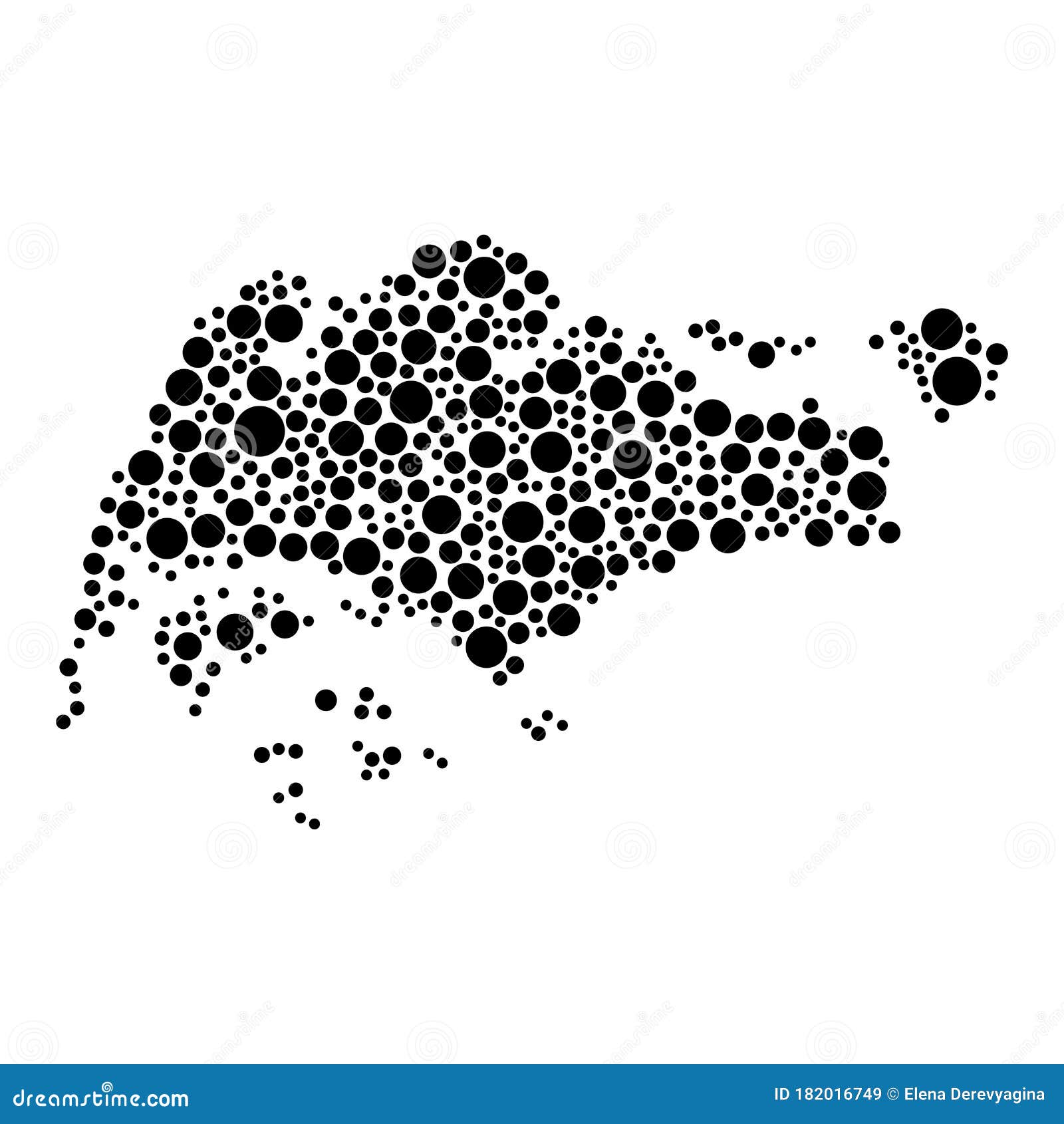 Singapore Map from Black Circles of Different Diameters or Spots ...