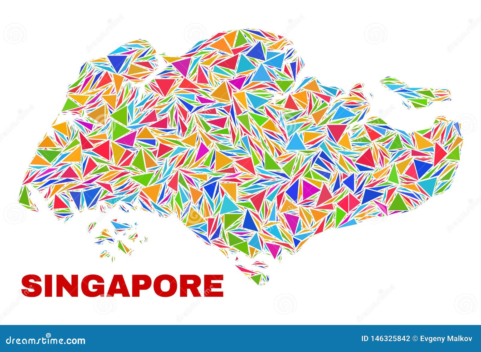 Singapore Map - Mosaic of Color Triangles Stock Vector - Illustration ...