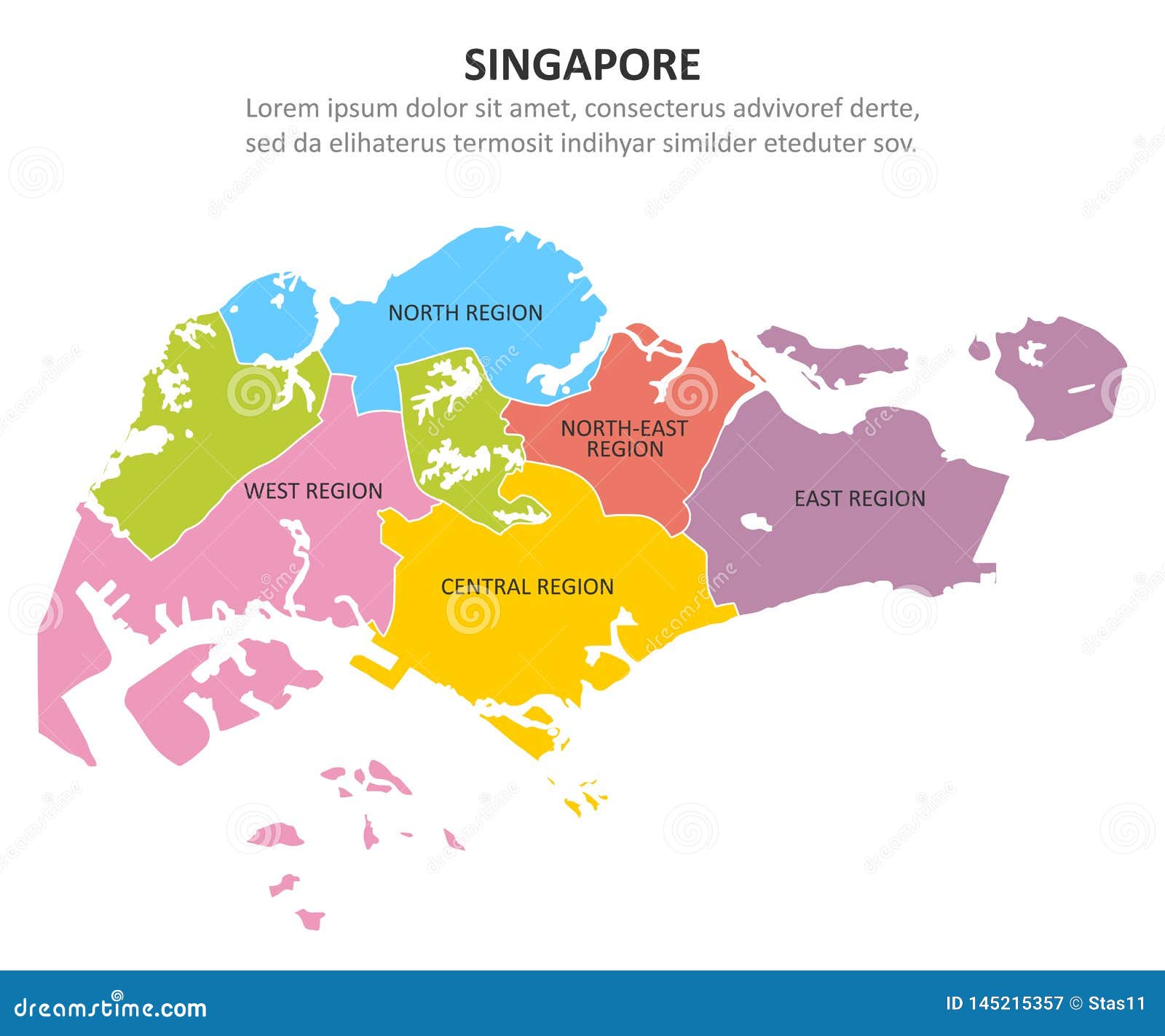 Singapore Multicolored Map with Regions. Vector Illustration Stock ... Singapore Multicolored Map with Regions. Vector Illustration Stock ...