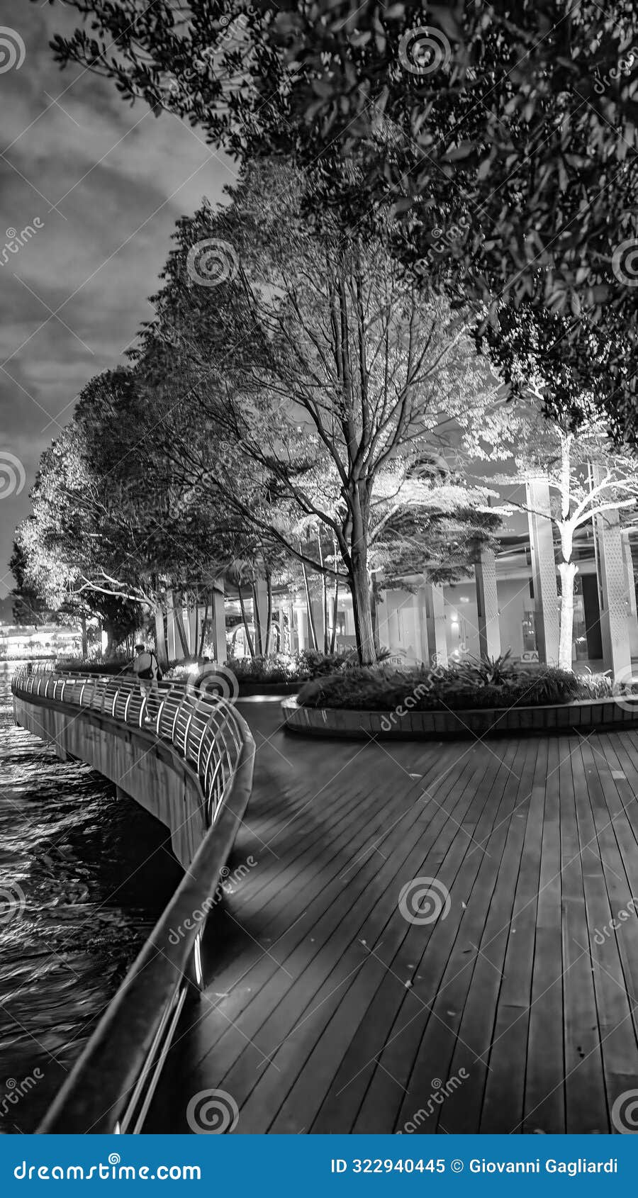 Singapore Night Lights Along Sentosa Boardwalk Stock Image - Image of ...