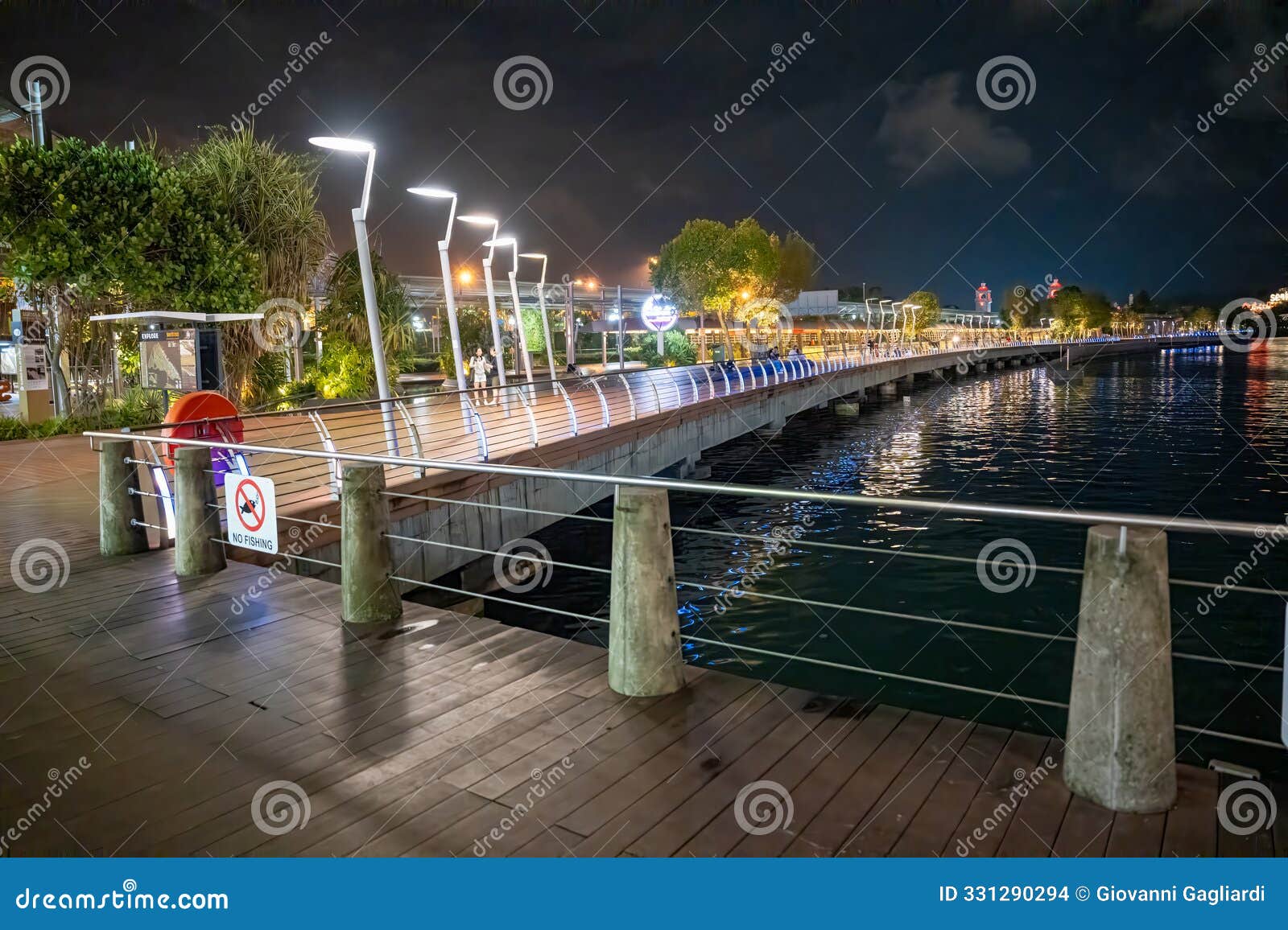 Singapore Night Lights Along Sentosa Boardwalk Stock Photo - Image of ...