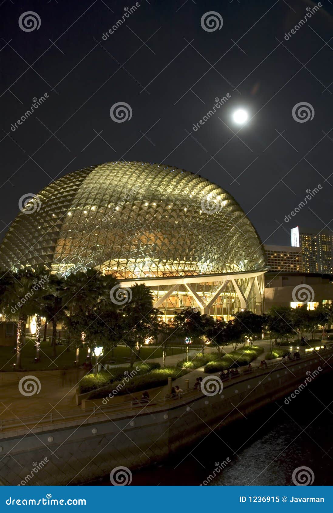 Singapore opera at night stock image. Image of angled - 1236915